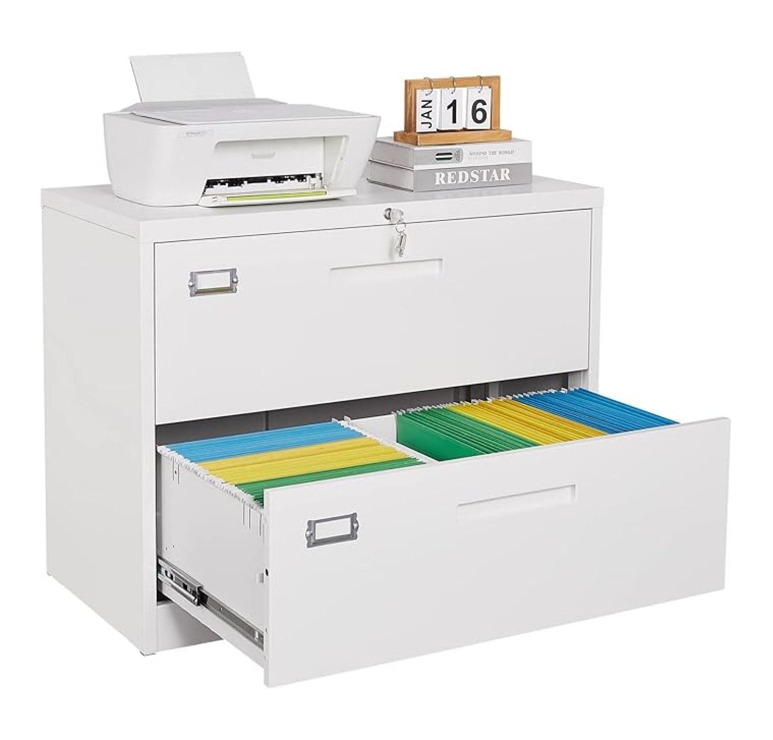2 Drawer Lateral File Cabinet with Lock,White Lateral Filing Cabinet ...