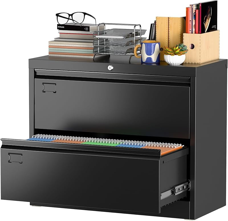 2 Drawer Lateral File Cabinet,Metal Filing Cabinet with Lock, Card Slot ...