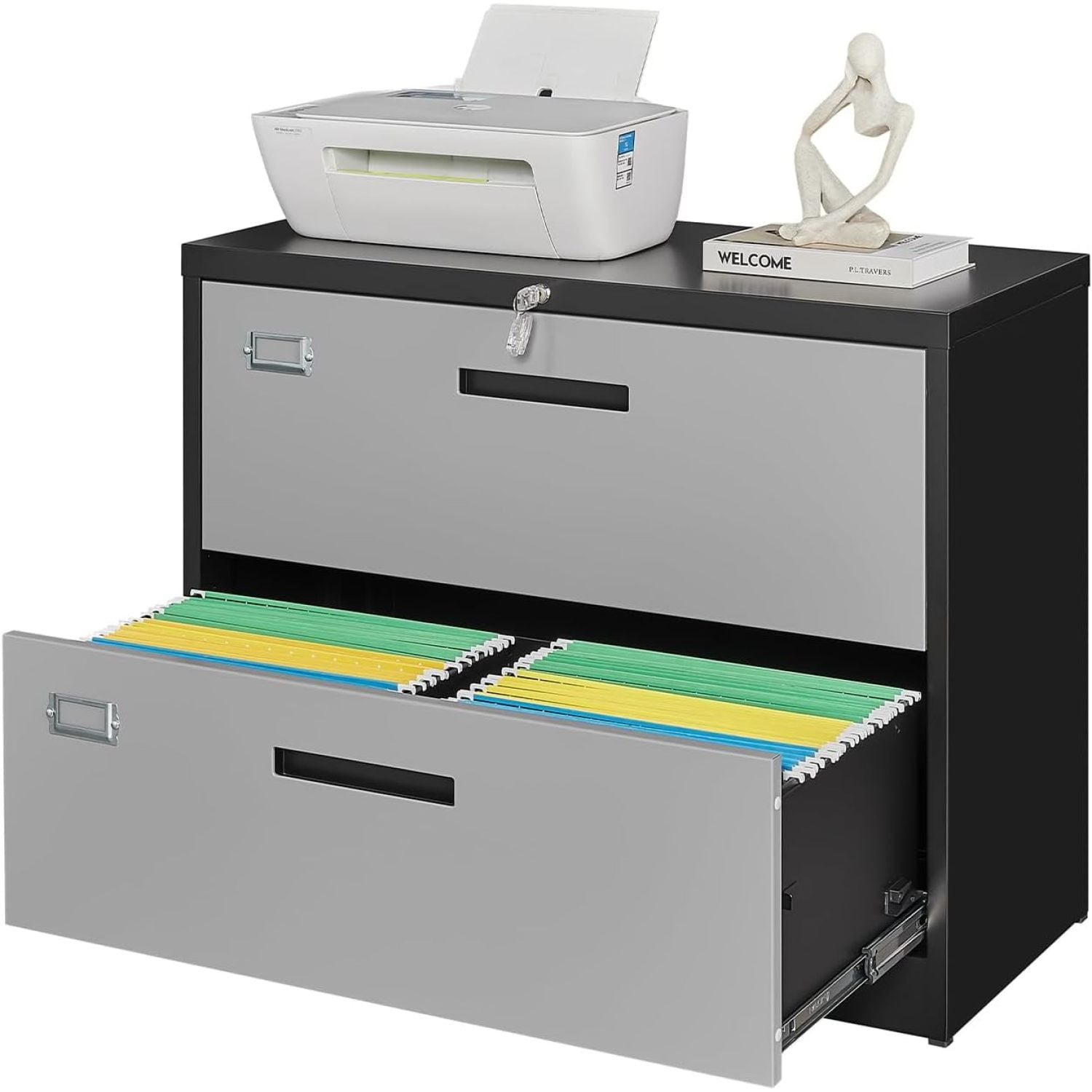 2 Drawer Lateral File Cabinet Metal Filing Cabinet with Lock Office ...