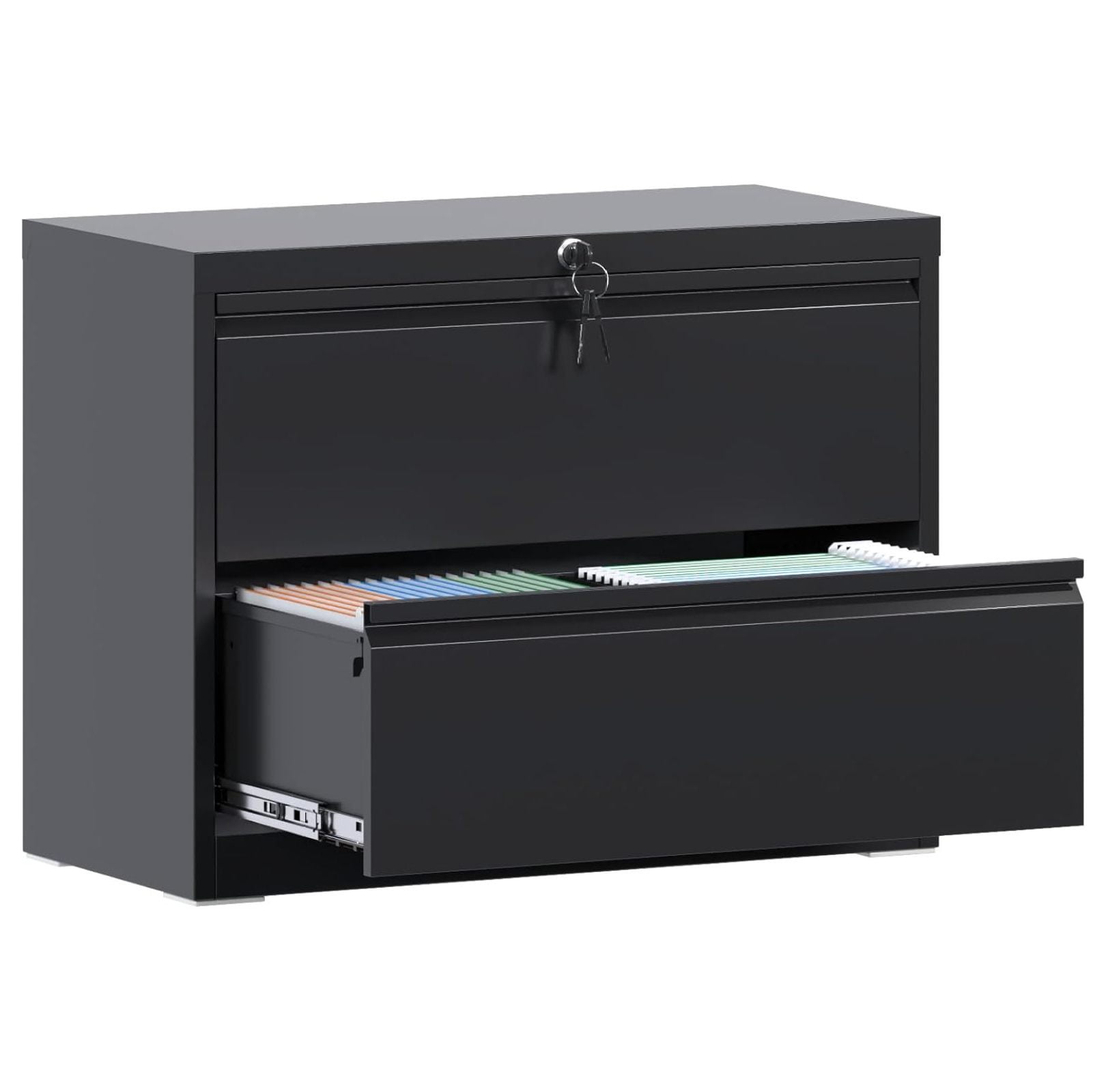 2 Drawer Lateral File Cabinet, Metal Filing Cabinet with Lock, Suitable ...