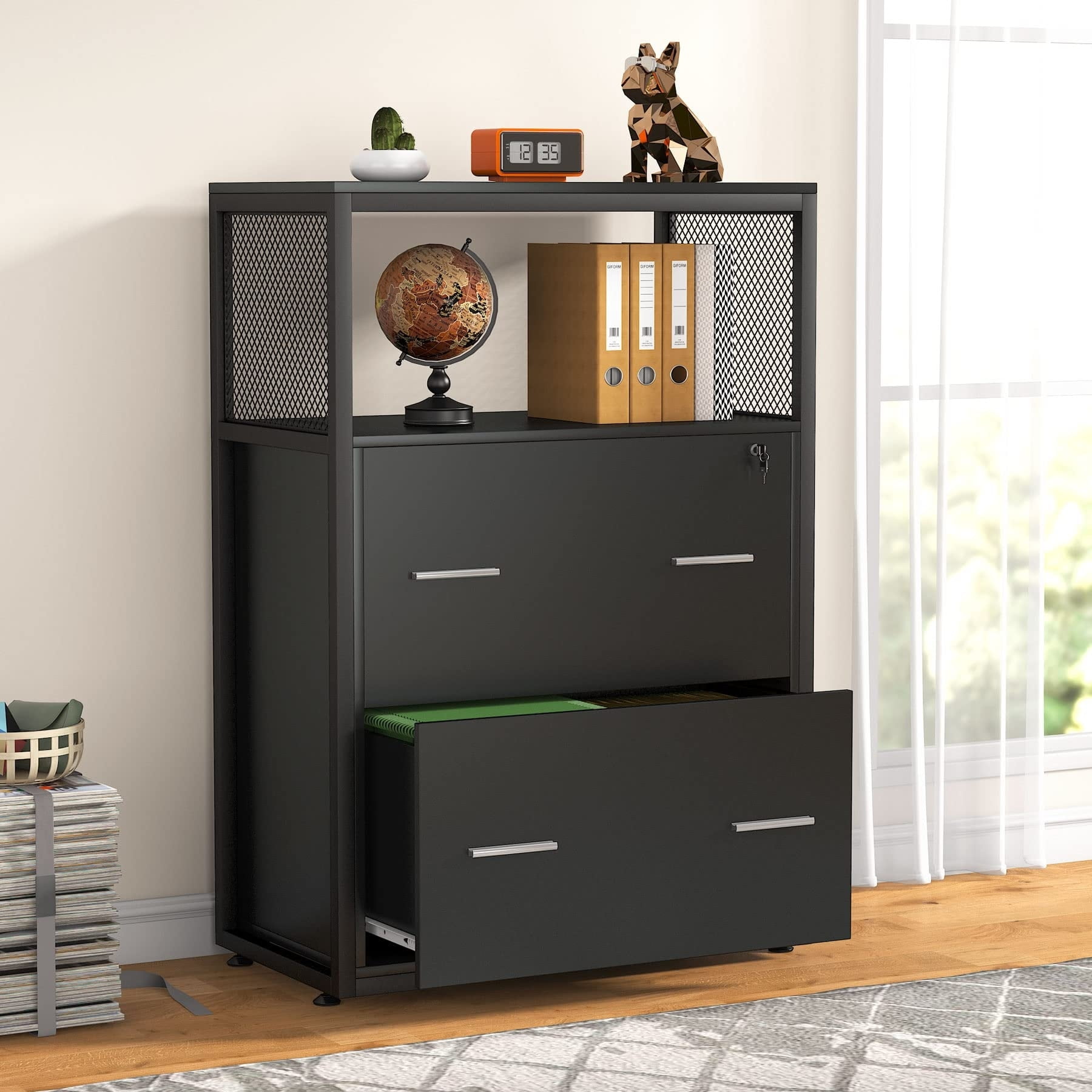 2-Drawer Lateral File Cabinets Legal Size, Large Filing Cabinet with ...
