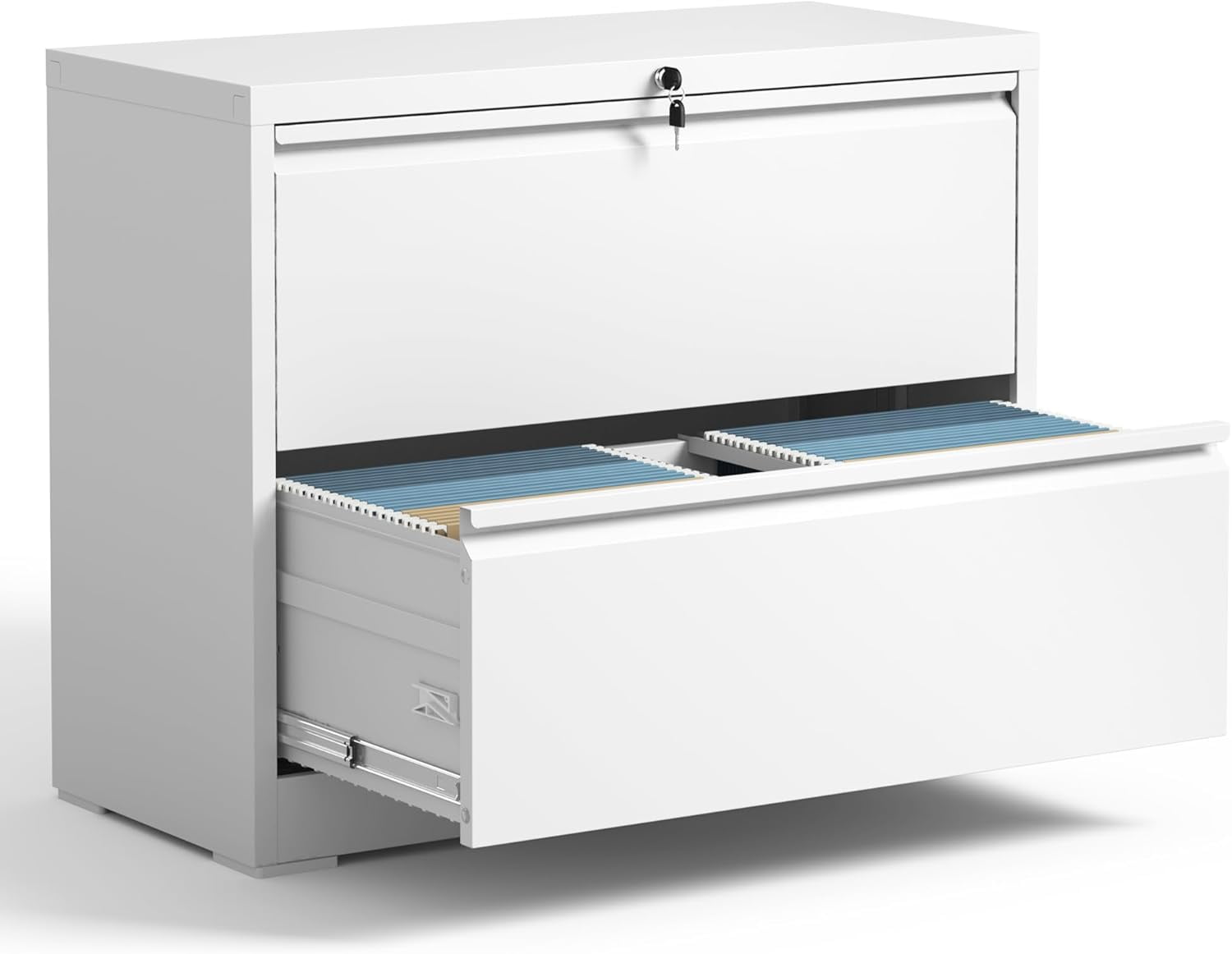 2 Drawer Lateral File Cabinets White Office Filing Cabinet Steel ...