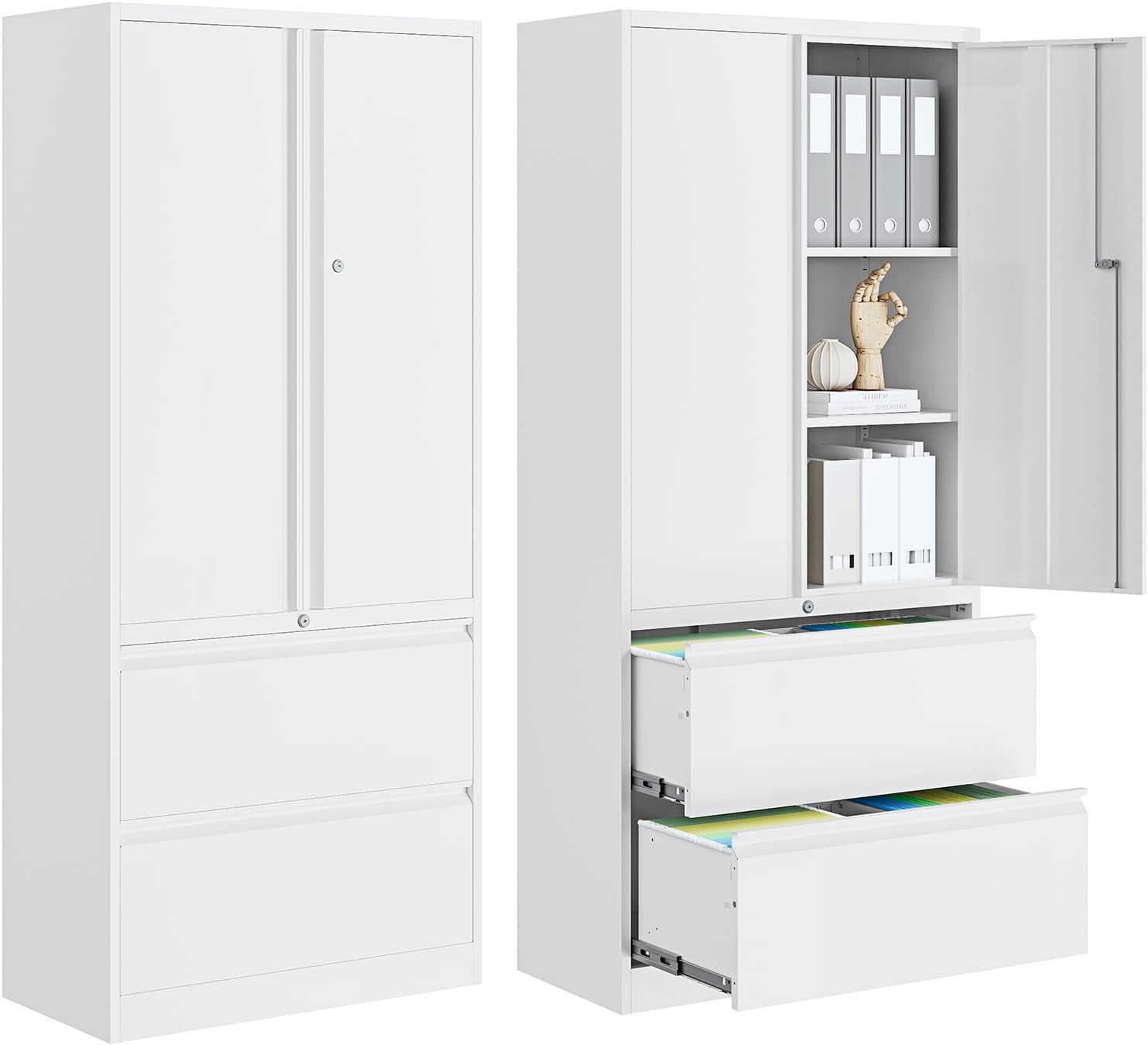 2-Drawer Metal File Cabinet, Lateral Vertical Filing Cabinets for Home ...
