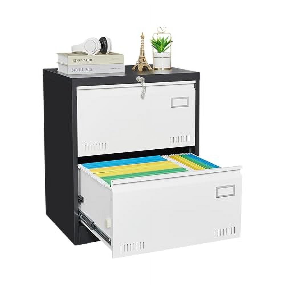 2 Drawer Metal Lateral File Cabinet with Lock,Office Vertical Files ...