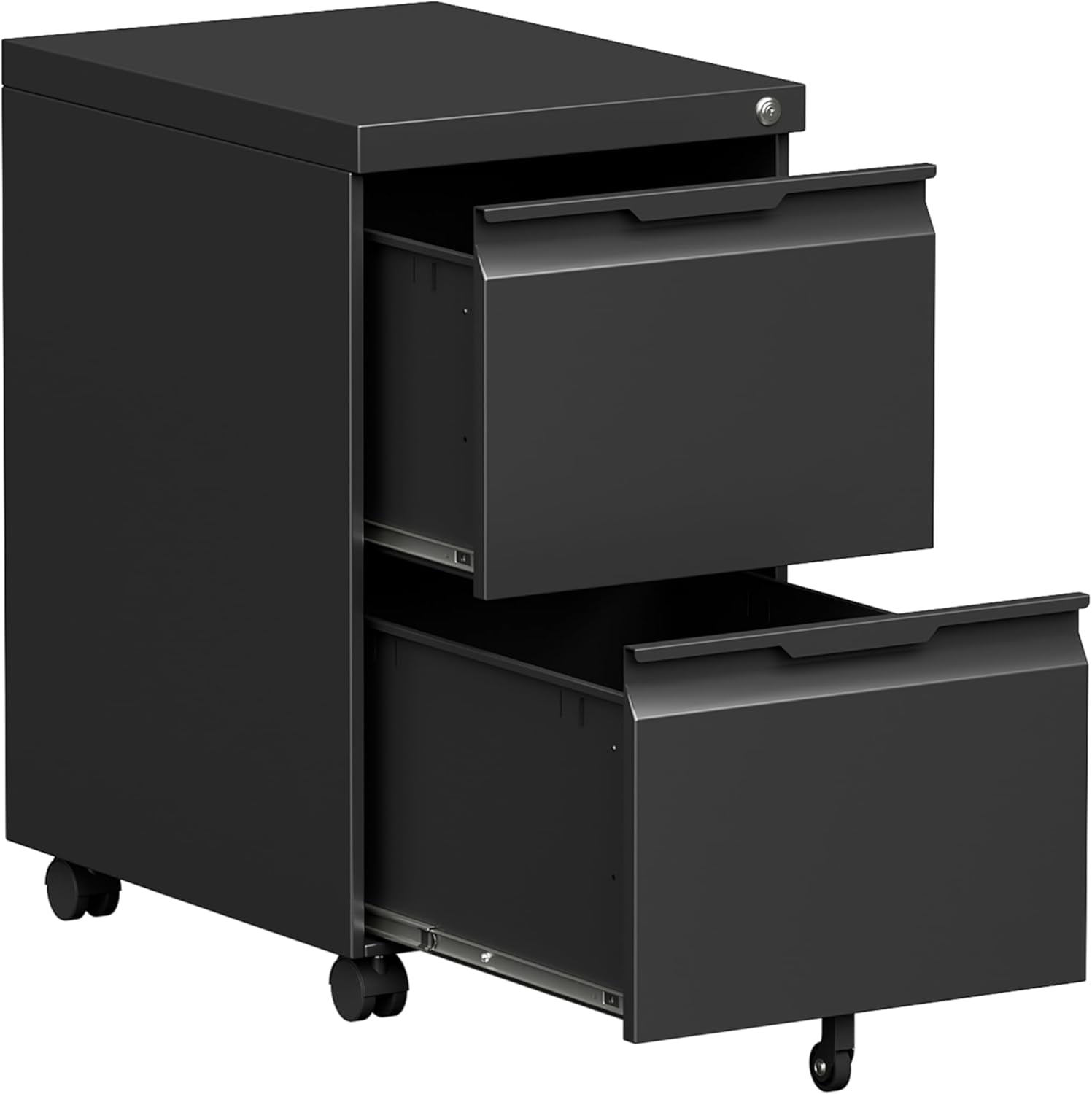 2 Drawer Metal Mobile File Cabinet, File Cabinet on Wheels with Lock ...