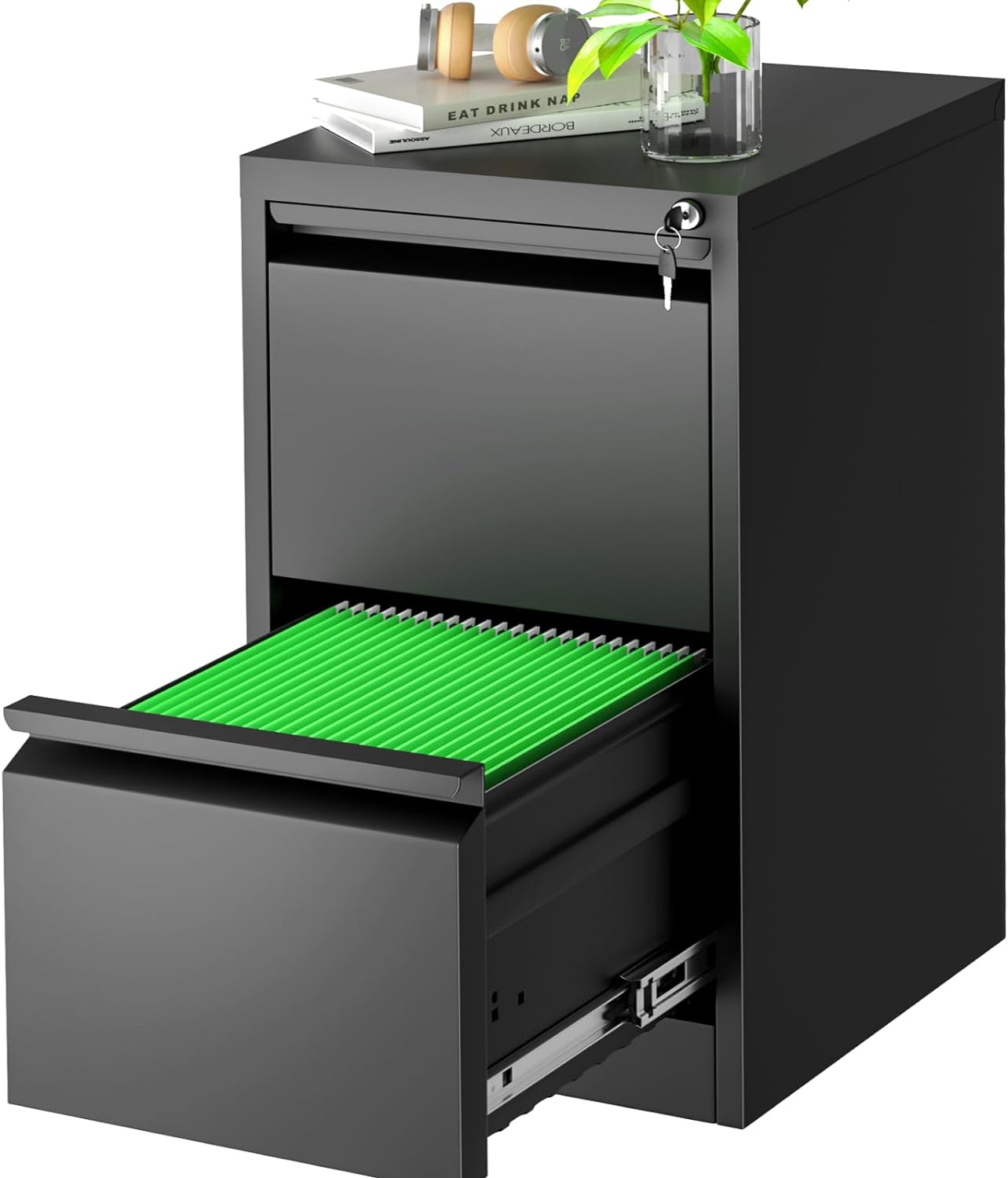 2 Drawer Metal Vertical File Storage Cabinet with Lock for Home, Office ...