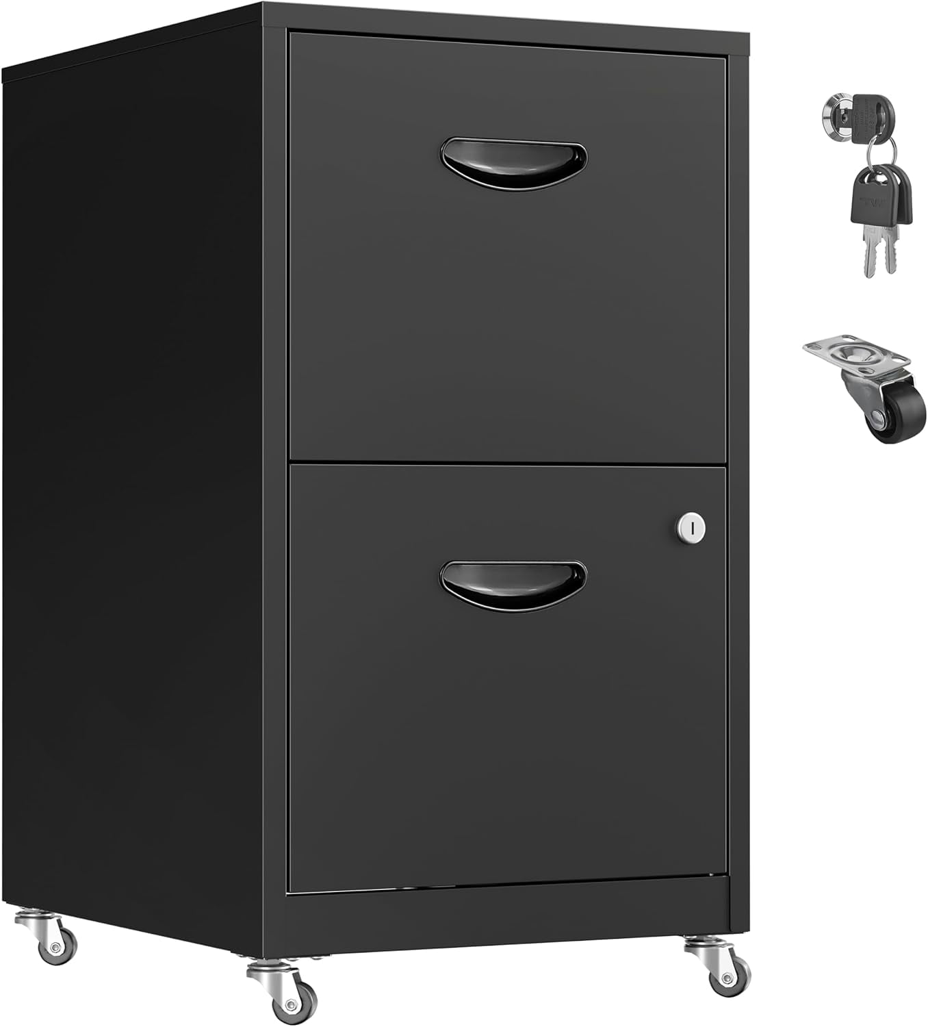 2 Drawer Mobile File Cabinet with Lock, Metal Filing Cabinets with ...