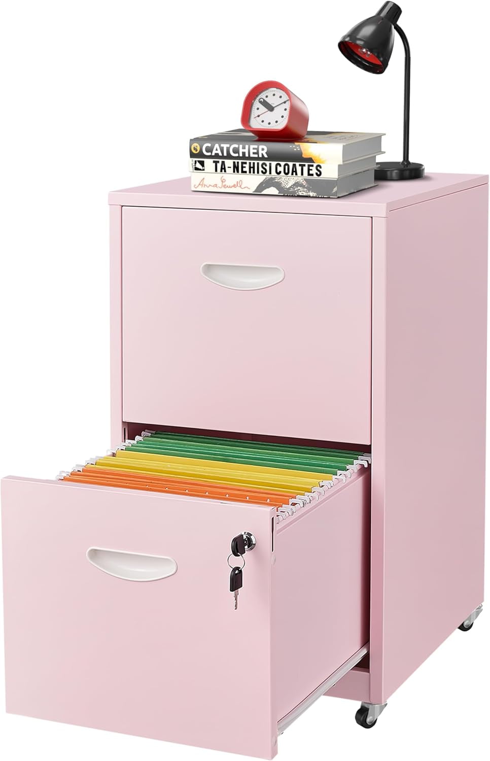 2 Drawer Mobile File Cabinet with Lock, Metal Filing Cabinets with ...