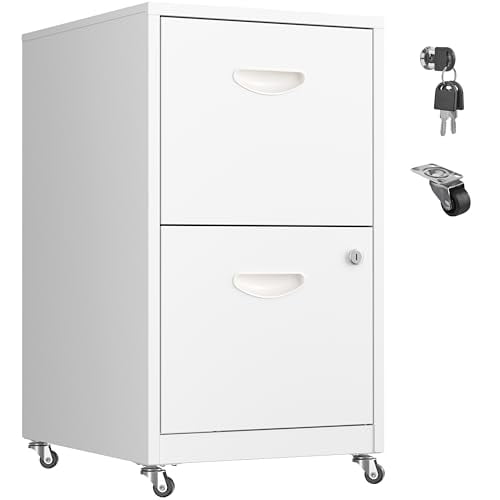 2 Drawer Mobile File Cabinet with Lock, Metal Filing Cabinets with ...