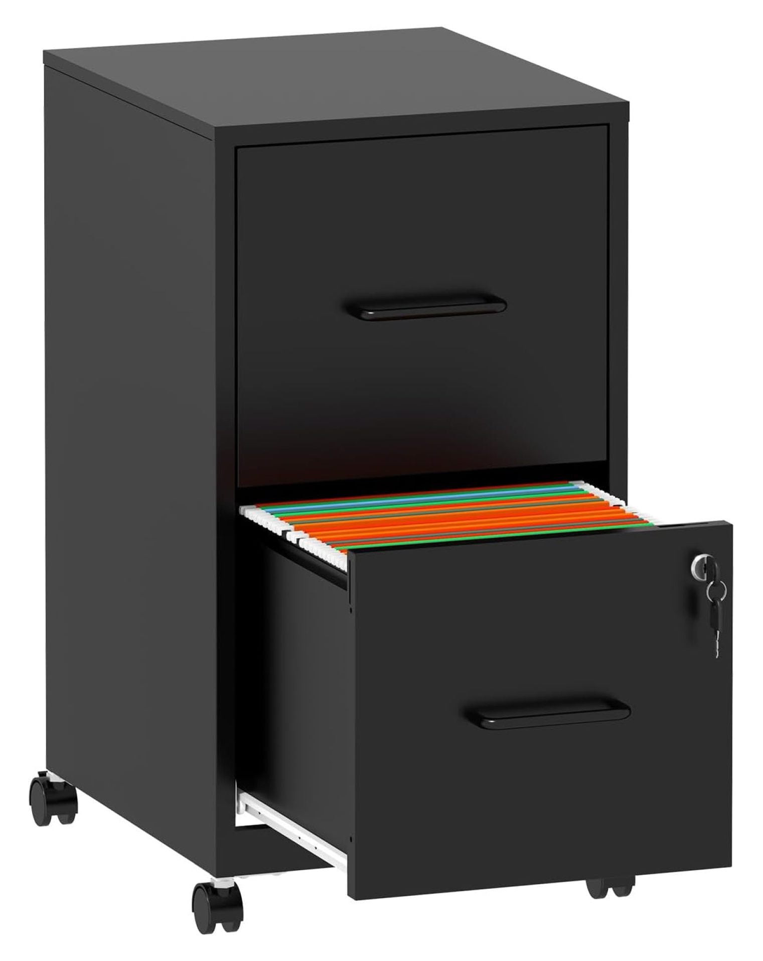 2 Drawer Mobile File Cabinet with Lock, Rolling Metal Filing Cabinet ...