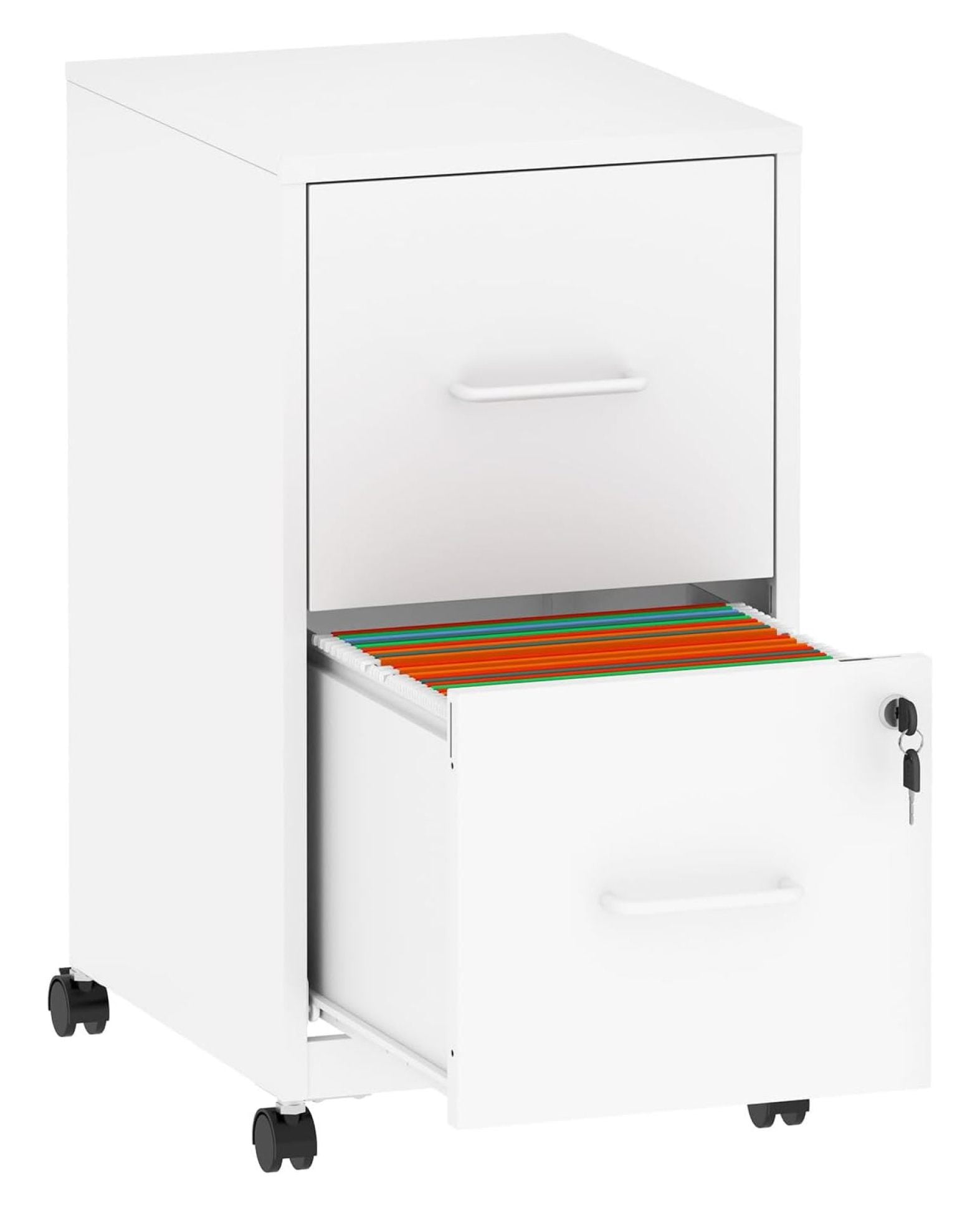 2 Drawer Mobile File Cabinet with Lock, Rolling Metal Filing Cabinet ...