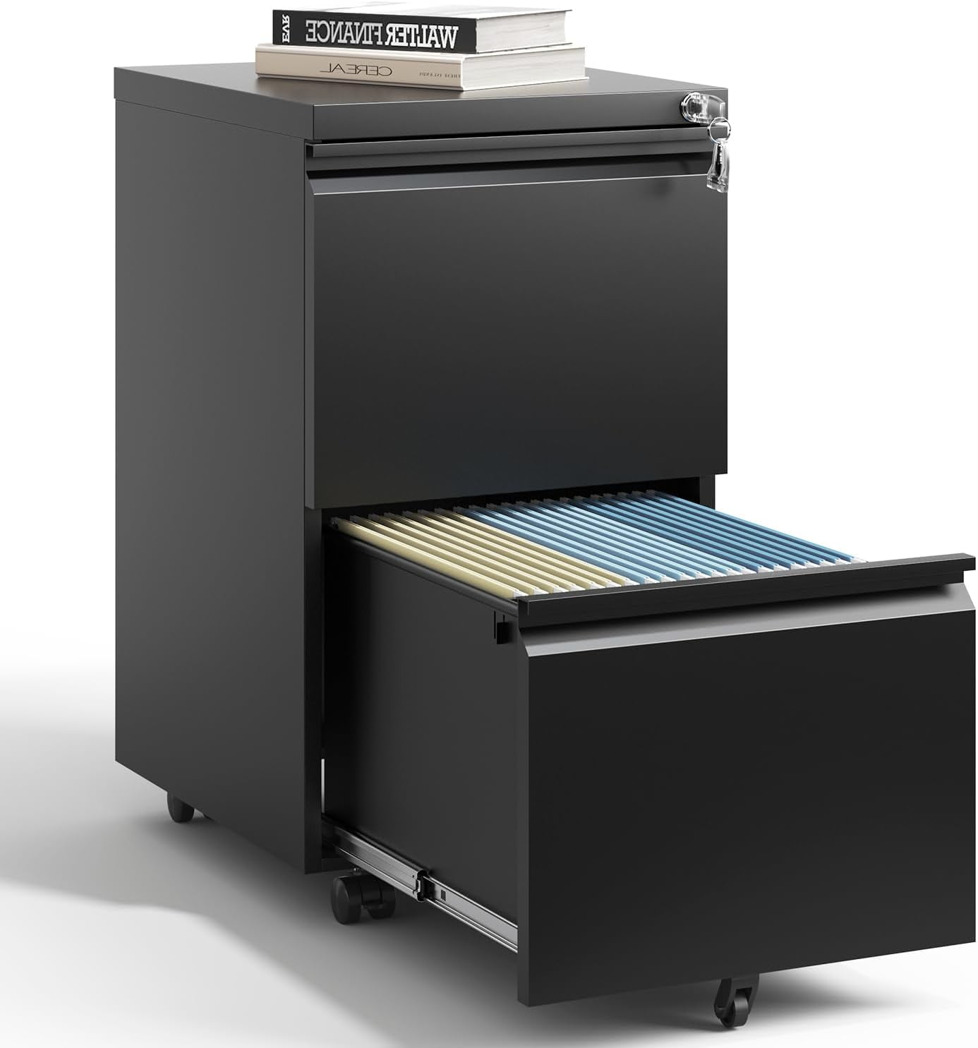 2 Drawer Mobile File Cabinet with Removable Magnetic Cushion Seat ...