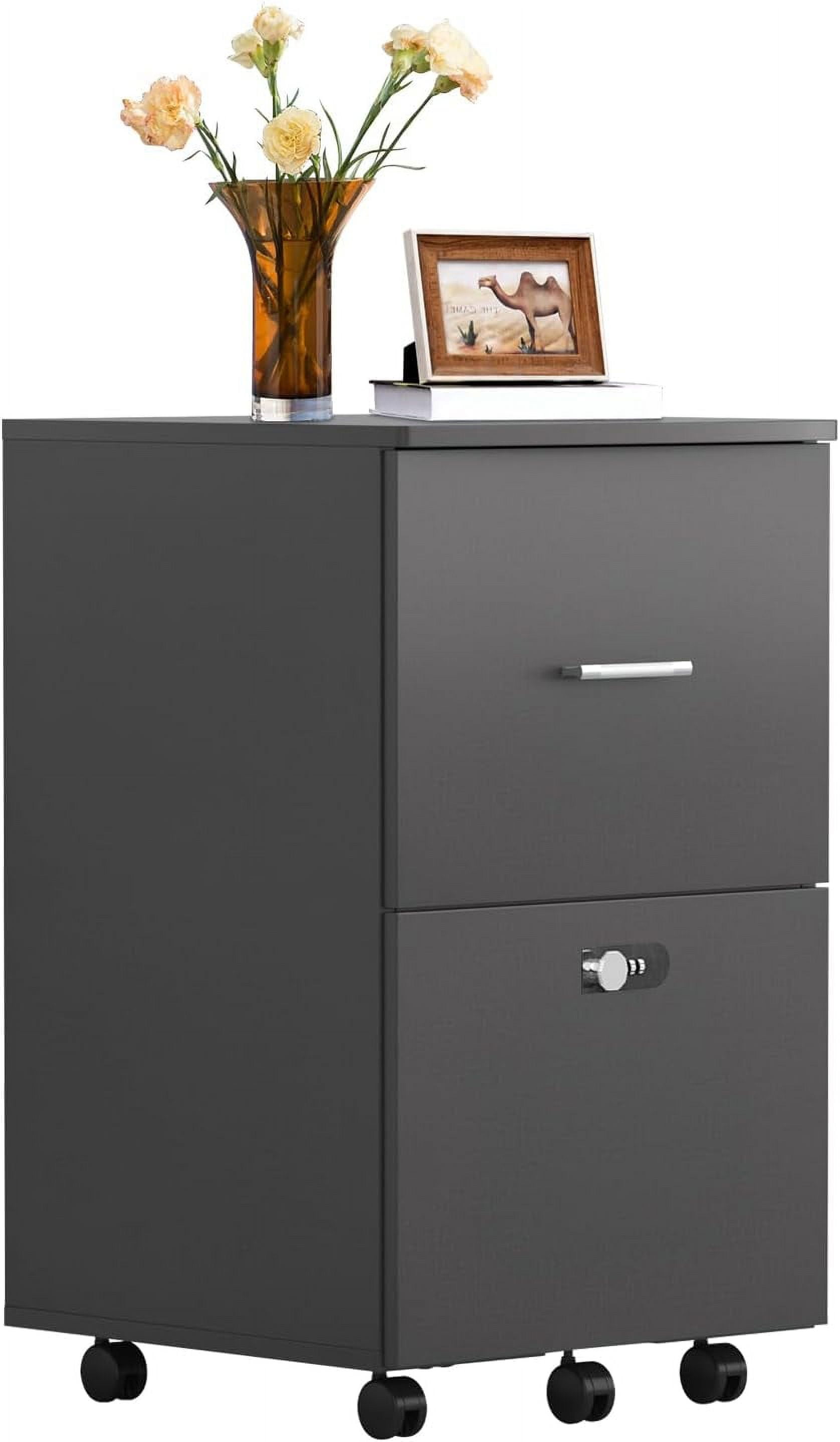 2-Drawer Mobile File Cabinet, Rolling Filing Cabinet Under Desk Office ...