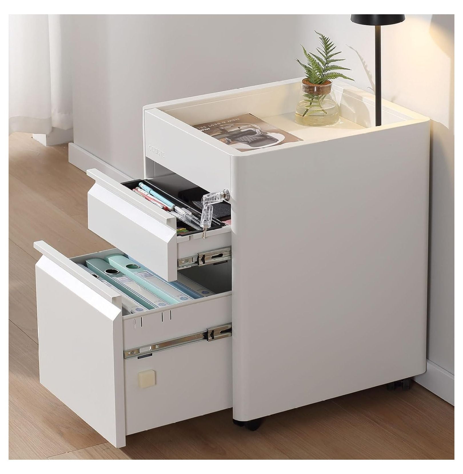 2 Drawer Mobile File Cabinet Top Storage Shelf, Rolling Metal Filing ...