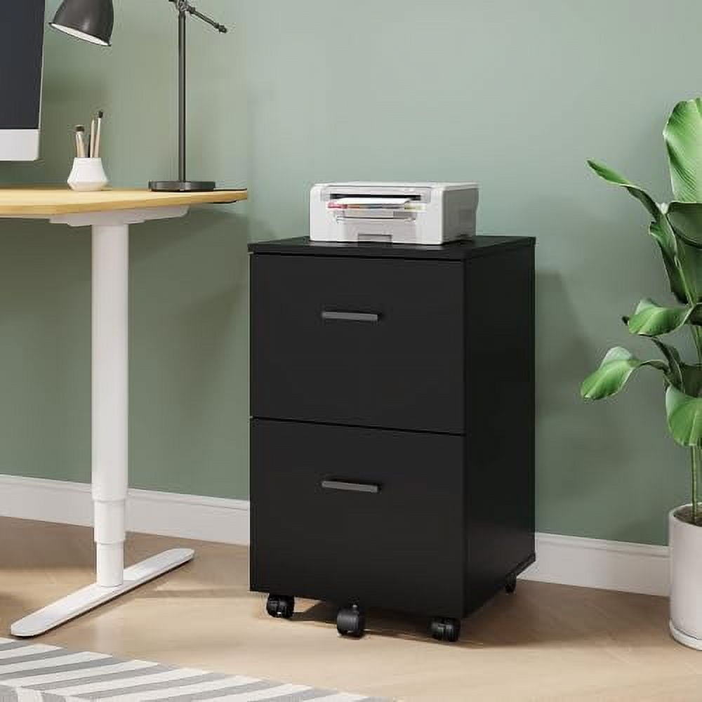 2 Drawer Mobile File Cabinet, Wood Rolling Filing Cabinet Printer Stand ...