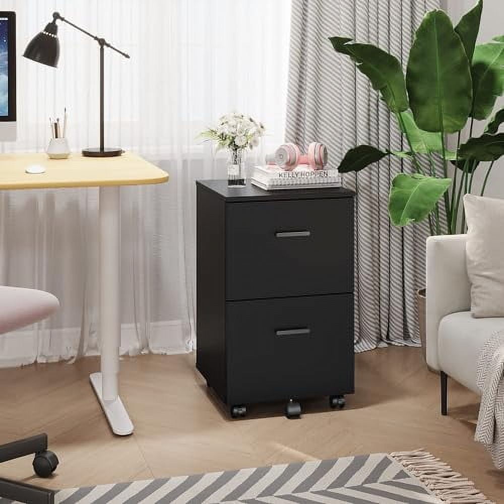 2 Drawer Mobile File Cabinet, Wood Rolling Filing Cabinet Printer Stand ...