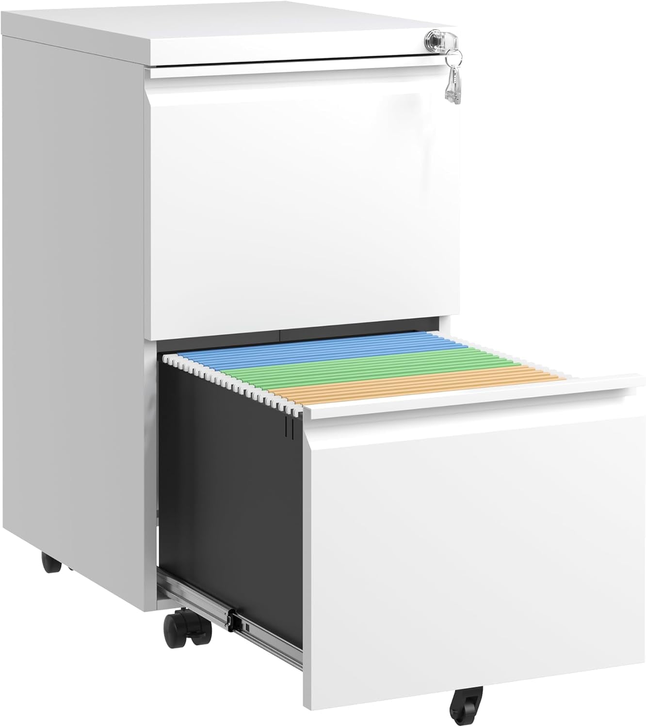 2 Drawer Mobile File Cabinet with Lock Filing Cabinets 2 Drawer Fully ...