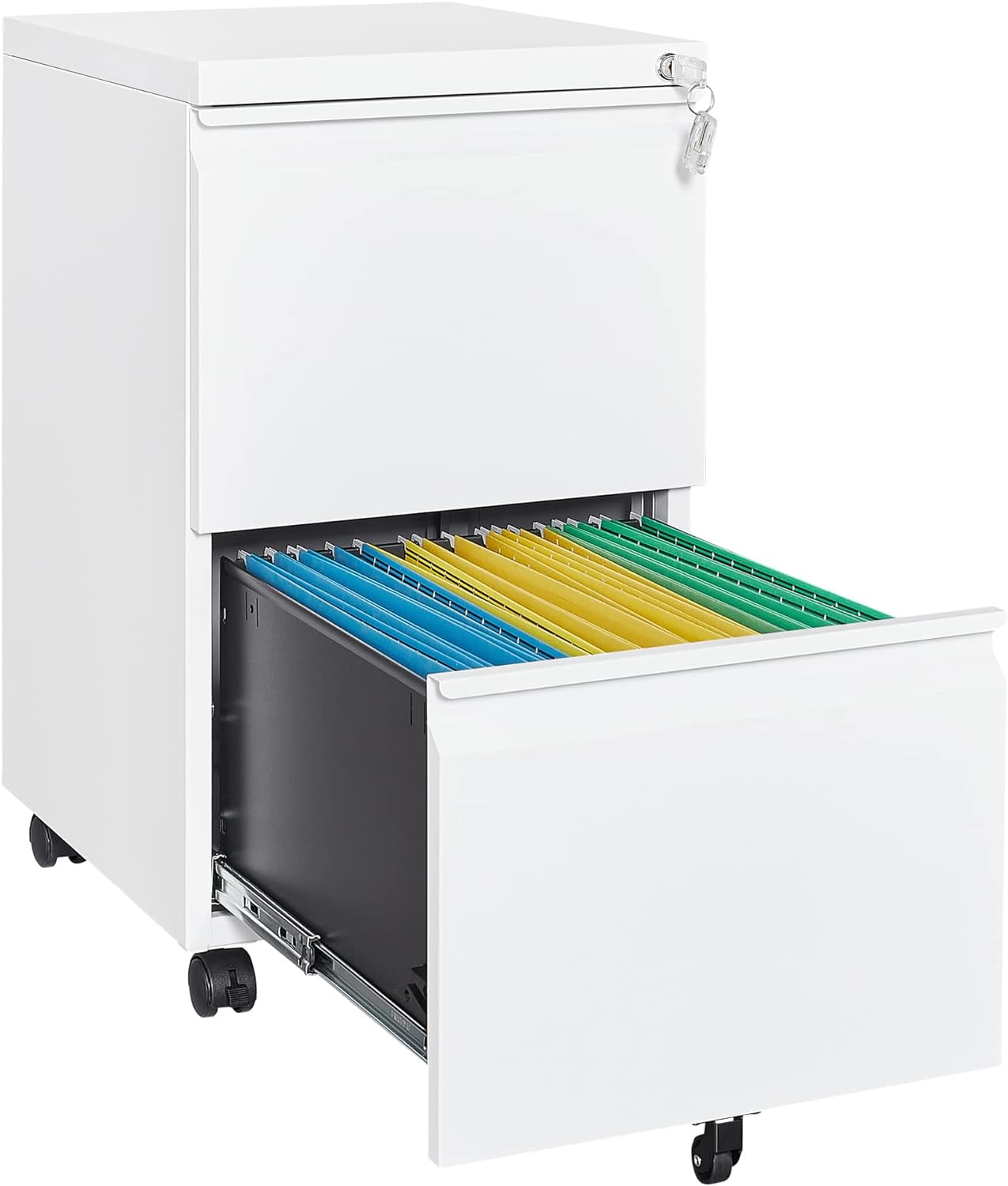 2 Drawer Mobile File Cabinet with Lock,Under Desk Metal Filing Cabinets ...