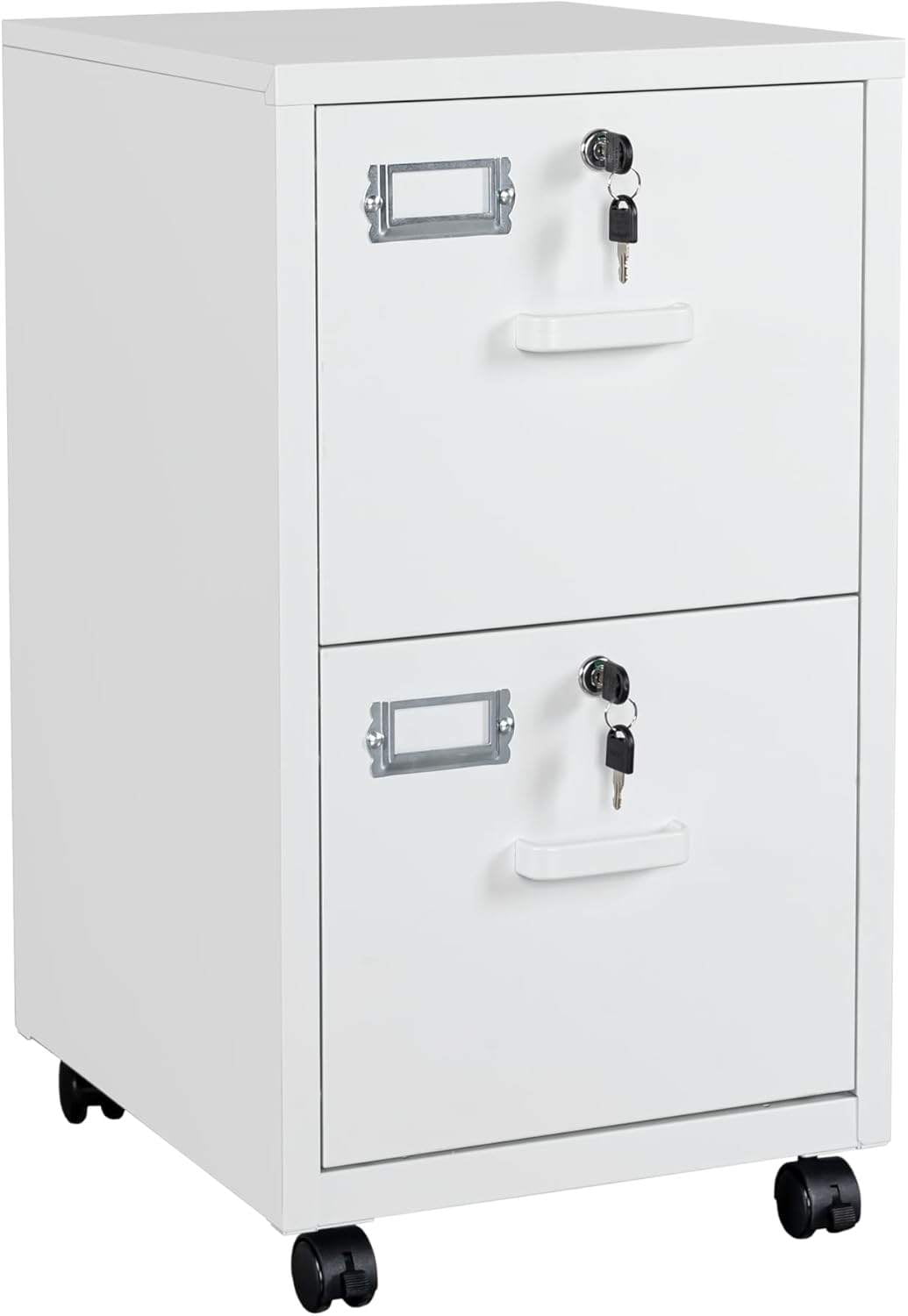 2-Drawer Mobile File Cabinet with Lock, Wheels, and Powder-Coated Steel ...
