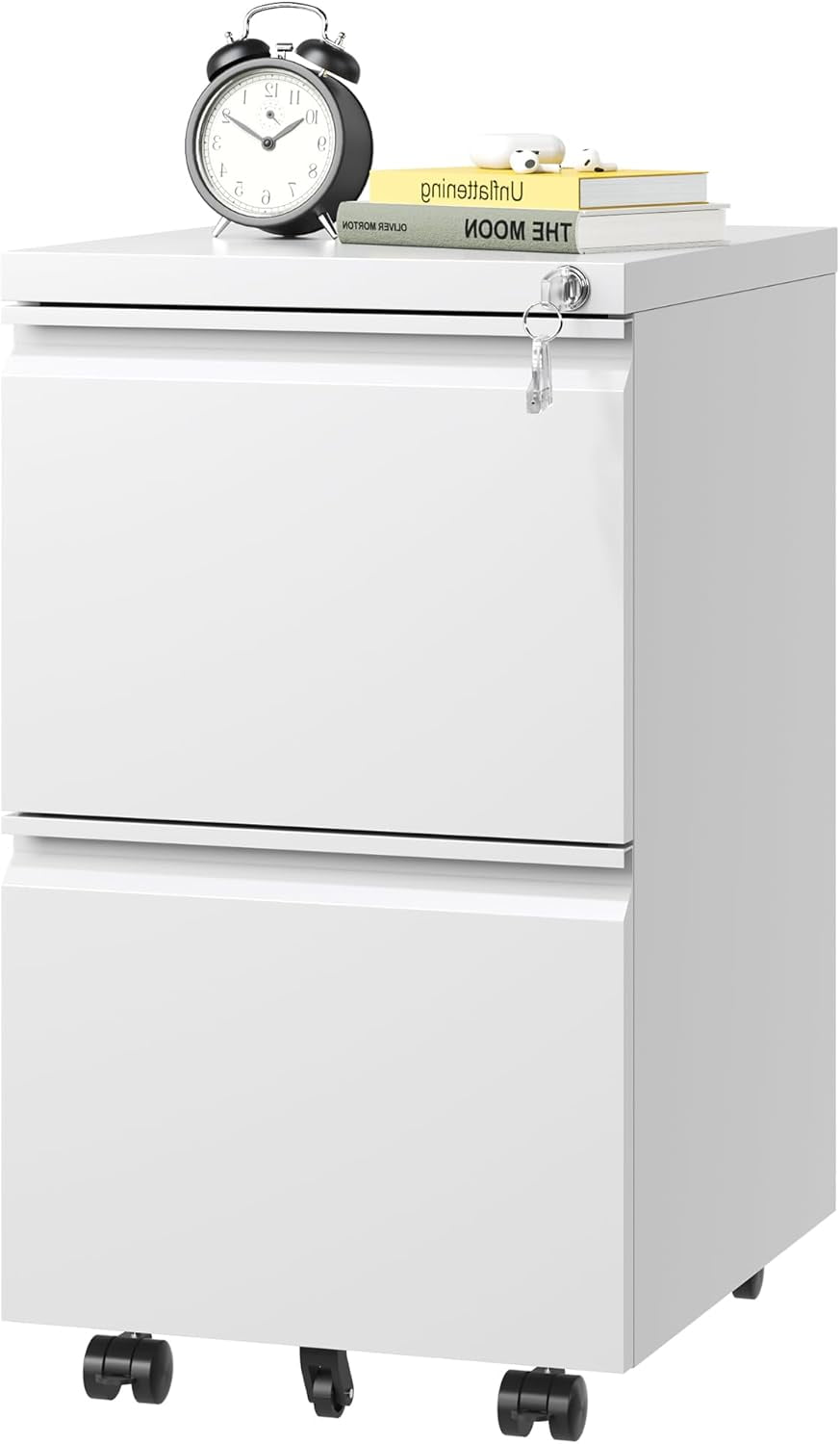 2-Drawer Mobile File Cabinet with Lock and Wheels Small Vertical Under ...