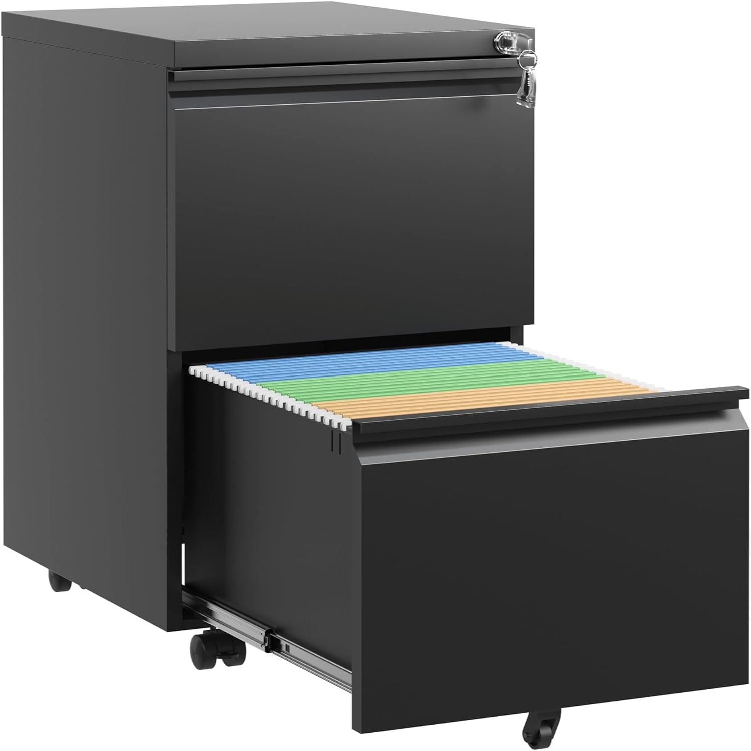 2 Drawer Mobile File Cabinet with Removable Magnetic Cushion Seat Metal ...