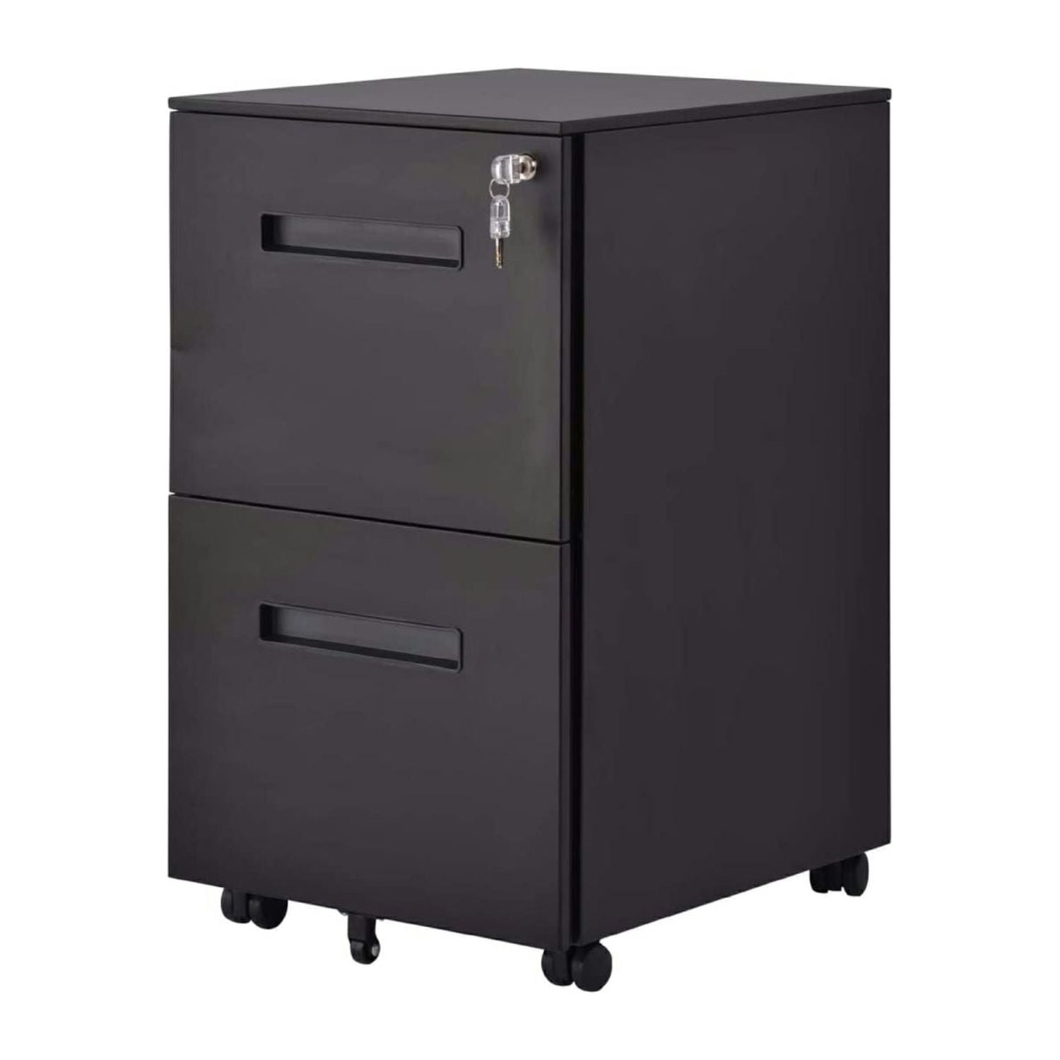 2 Drawer Movable File Cabinet Wooden Vertical Filing Cabinet with Lock ...