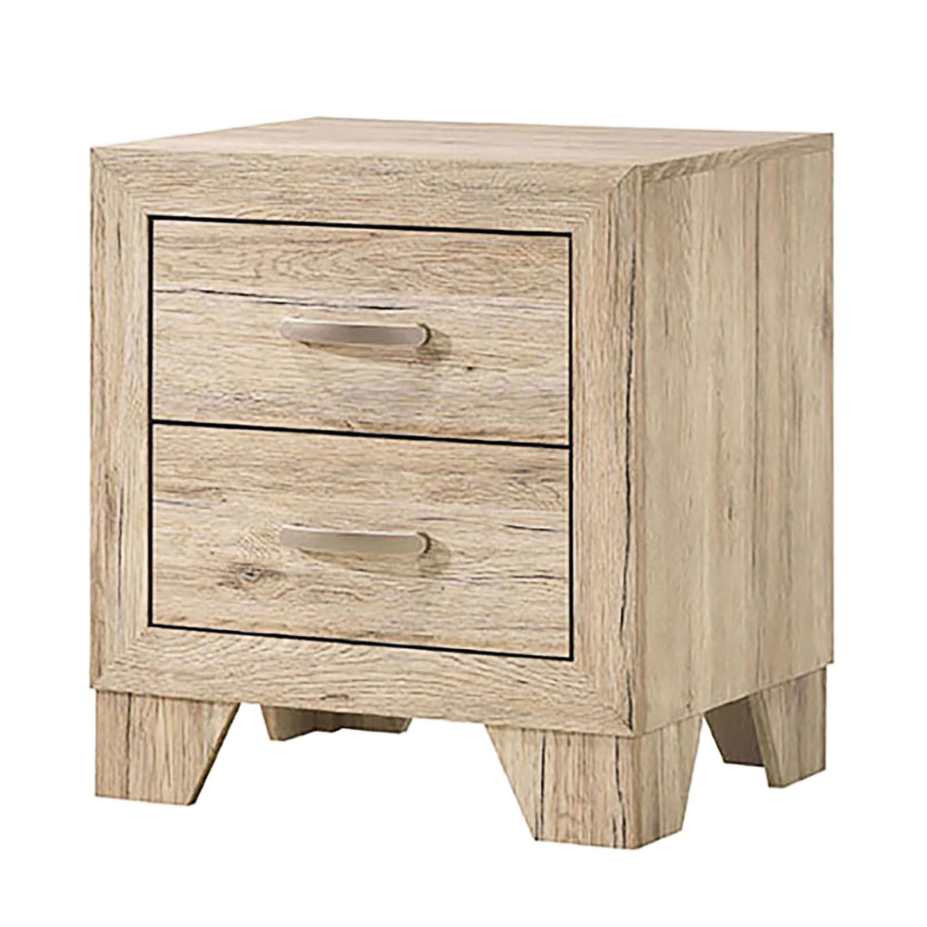 2-Drawer Natural Bedroom Nightstand | Easy Drawer Opening with Safety ...