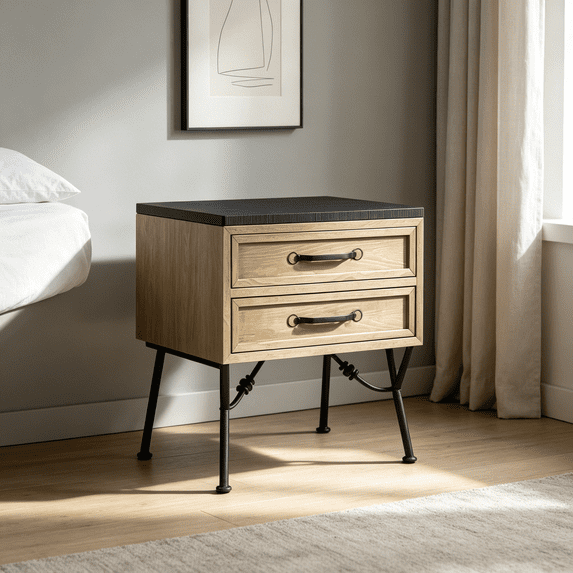 2-Drawer Nightstand with USB Port, Modern Bedside Table for Small ...
