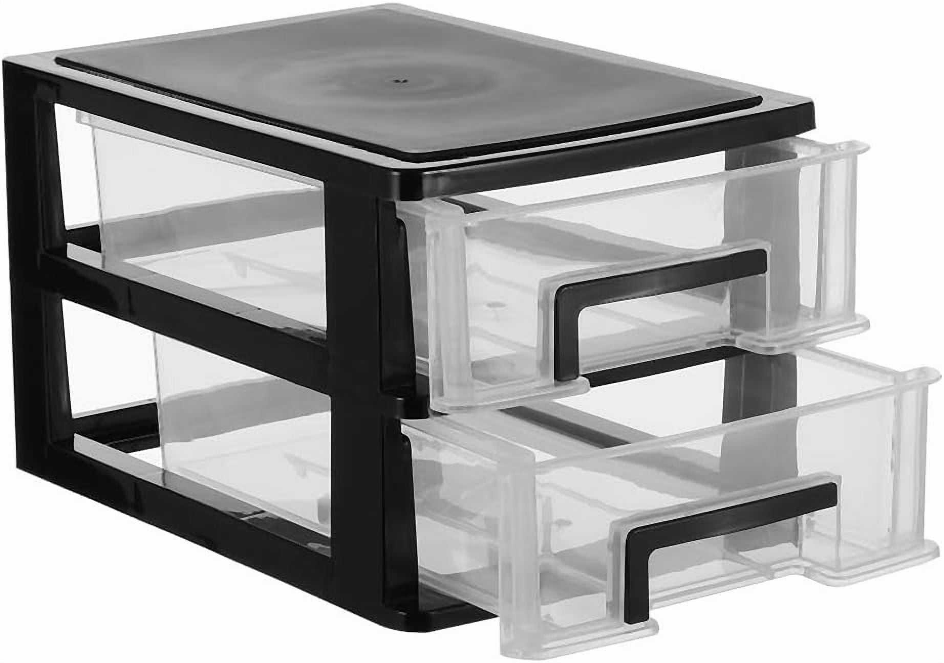2-Drawer Plastic Clear Stacking Desktop Organizer for Office Supplies ...