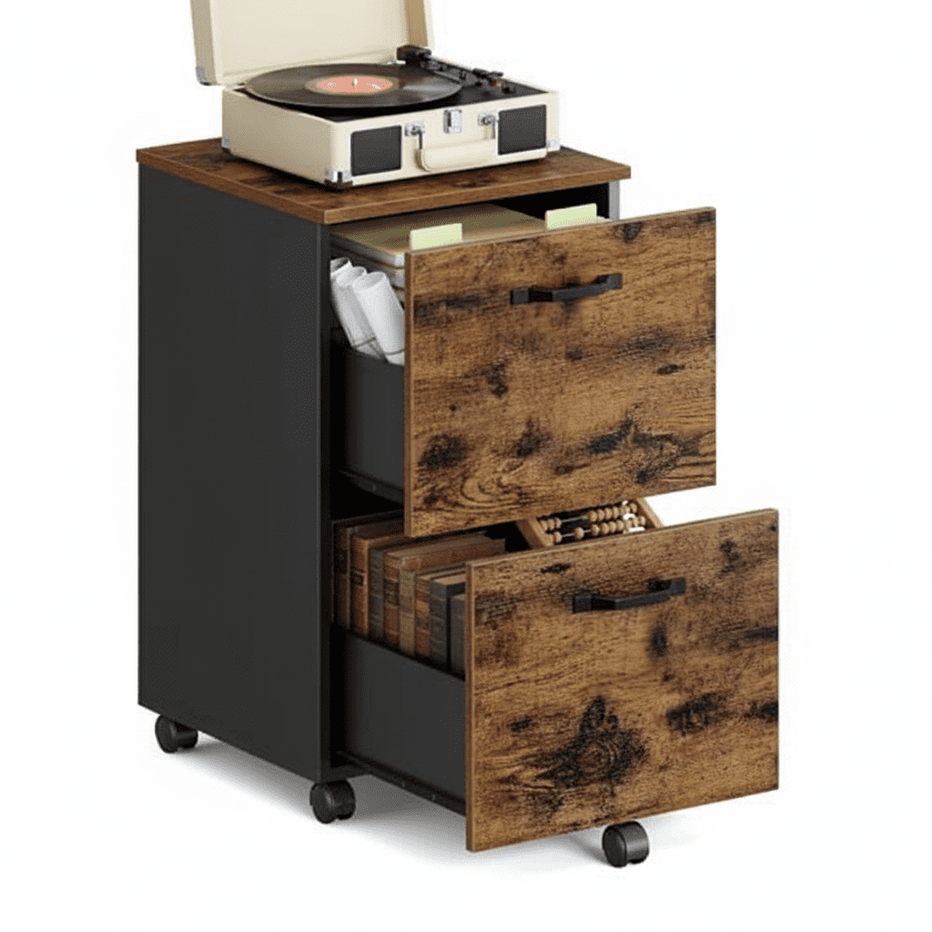 2-Drawer Rolling File Cabinet, Compact Mobile Filing Cabinet for Home ...