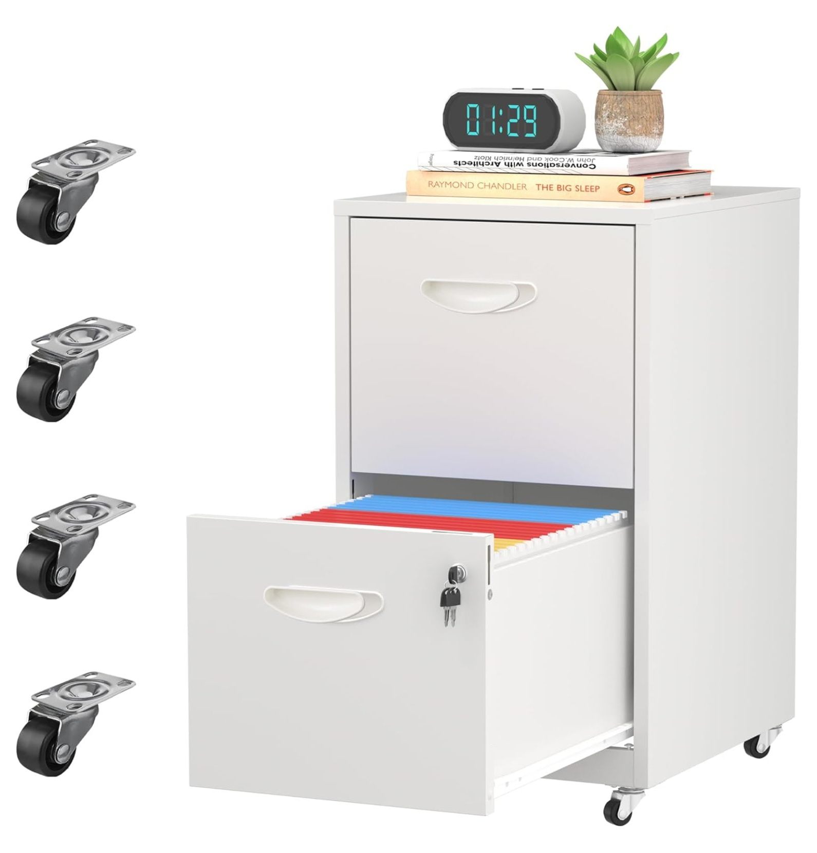 2 Drawer Rolling File Cabinet with Lock,Filing Cabinets for Home Office ...