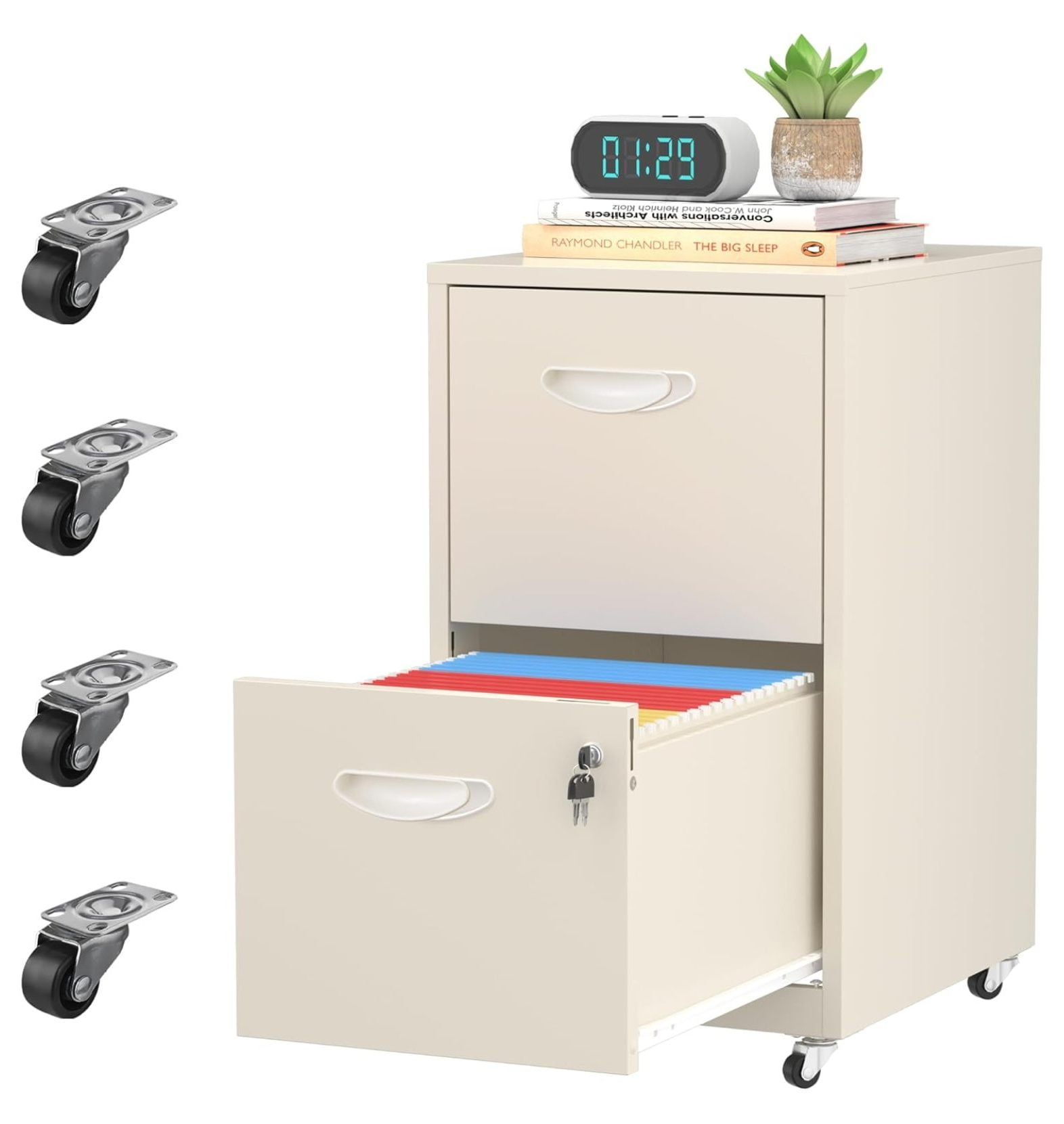 2 Drawer Rolling File Cabinet with Lock,Filing Cabinets for Home Office ...