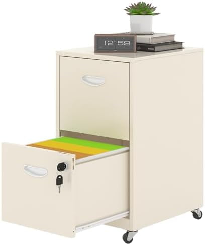 2 Drawer Rolling File Cabinet with Lock and Wheels, Mobile Two Drawer ...