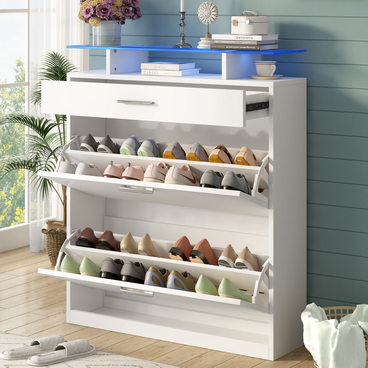 Walmart 2 Drawer Shoe Cabinet, Space Organizer, Wall Mounted Steel Rack ...