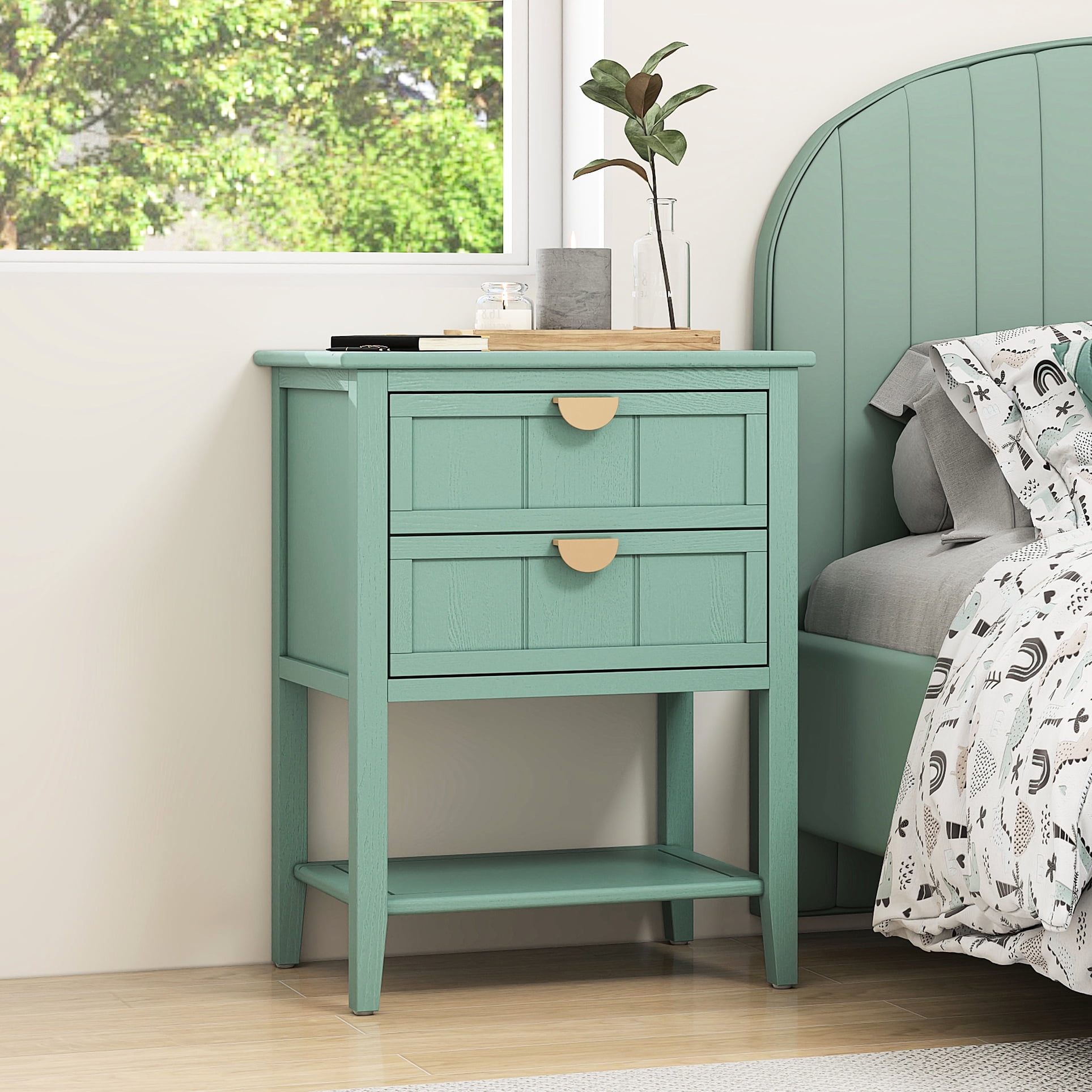 2 Drawer Side Table In American Fashion. For Bedroom, Living Room ...