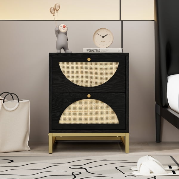 2-Drawer Side Table Display Rack for Bedroom and Living Room Nightstand ...