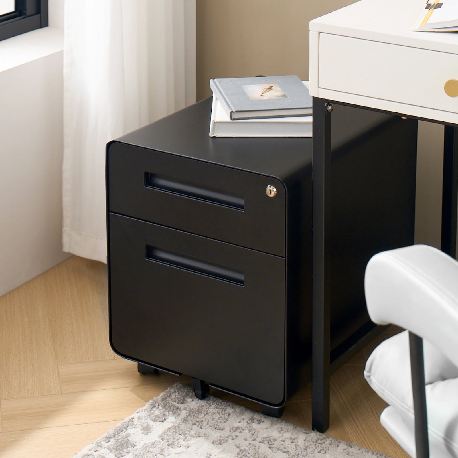 14 Karat Home 2 Drawers Metal File Cabinet with Lock for Filing Storage ...