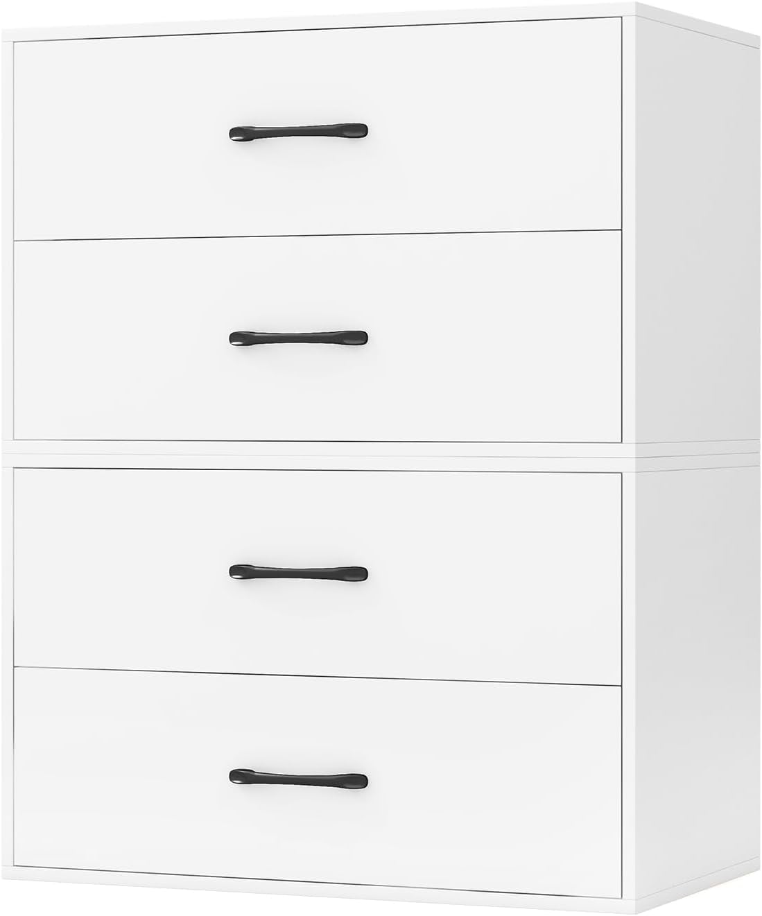2-Drawer Stackable Dresser Set of 2, Lateral File Cabinet with Metal ...