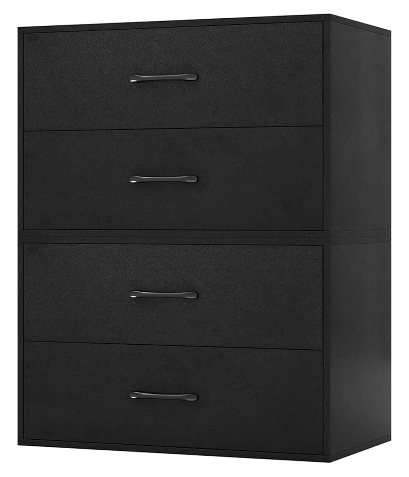 2-Drawer Stackable Dresser Set of 2, Black - Lateral File Cabinet ...