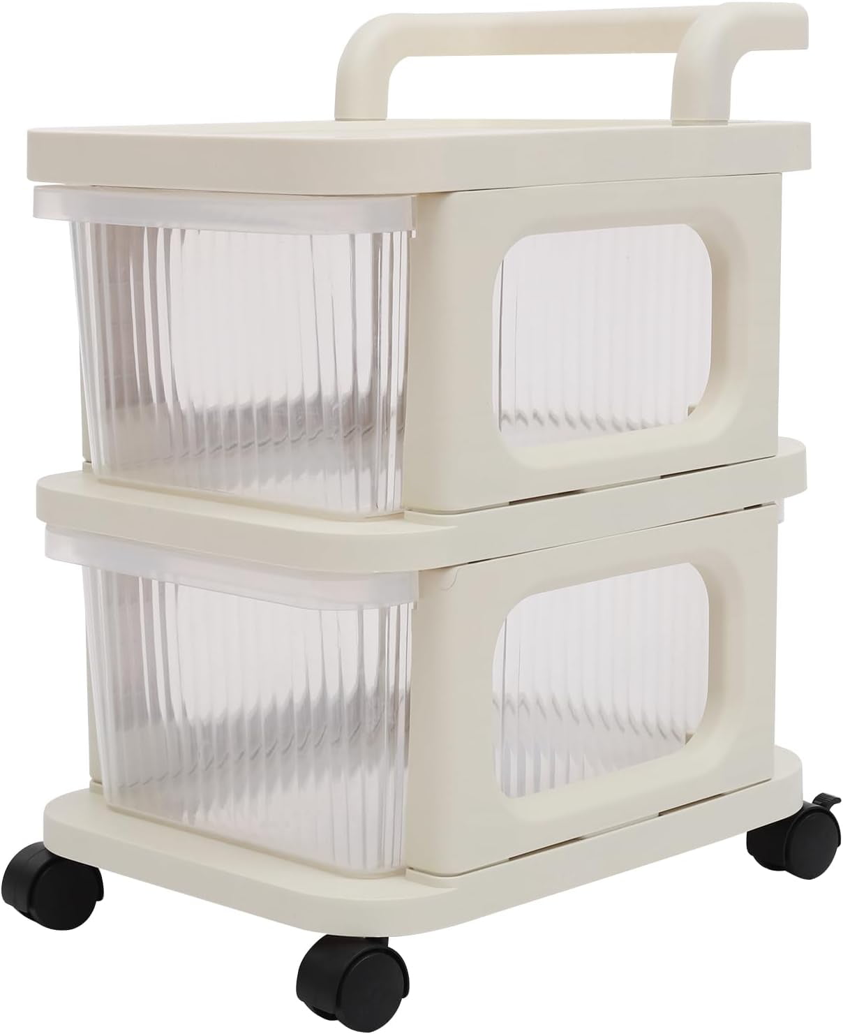 2 Drawer Storage Cart, Home Office Plastic Rolling Cart with Caster ...