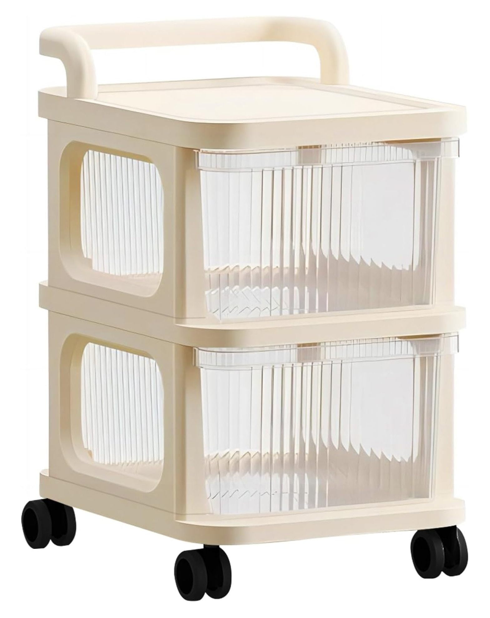 2 Drawer Storage Cart, Home Office Plastic Rolling Cart with Caster ...