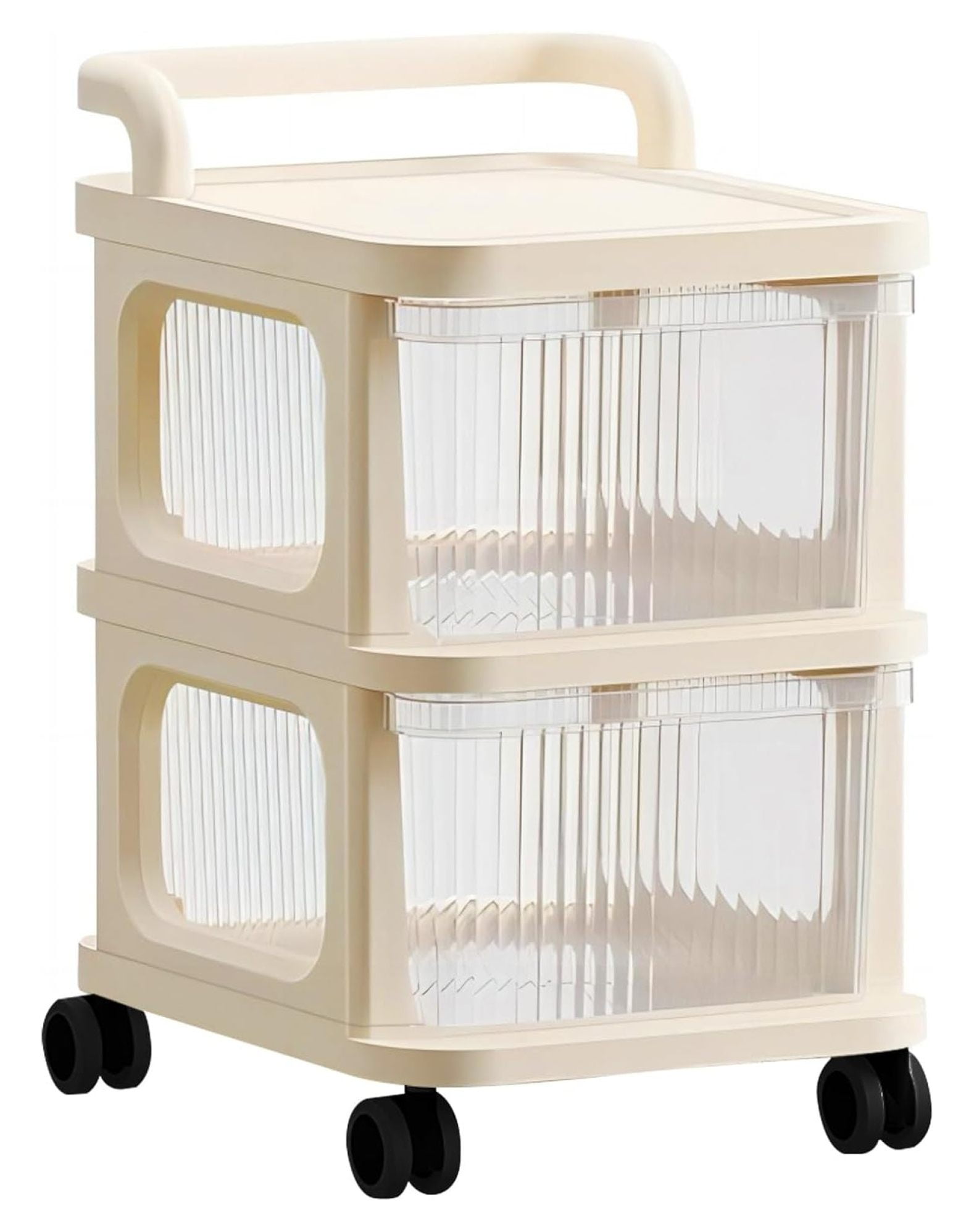 2 Drawer Storage Cart, Home Office Plastic Rolling Cart with Caster ...