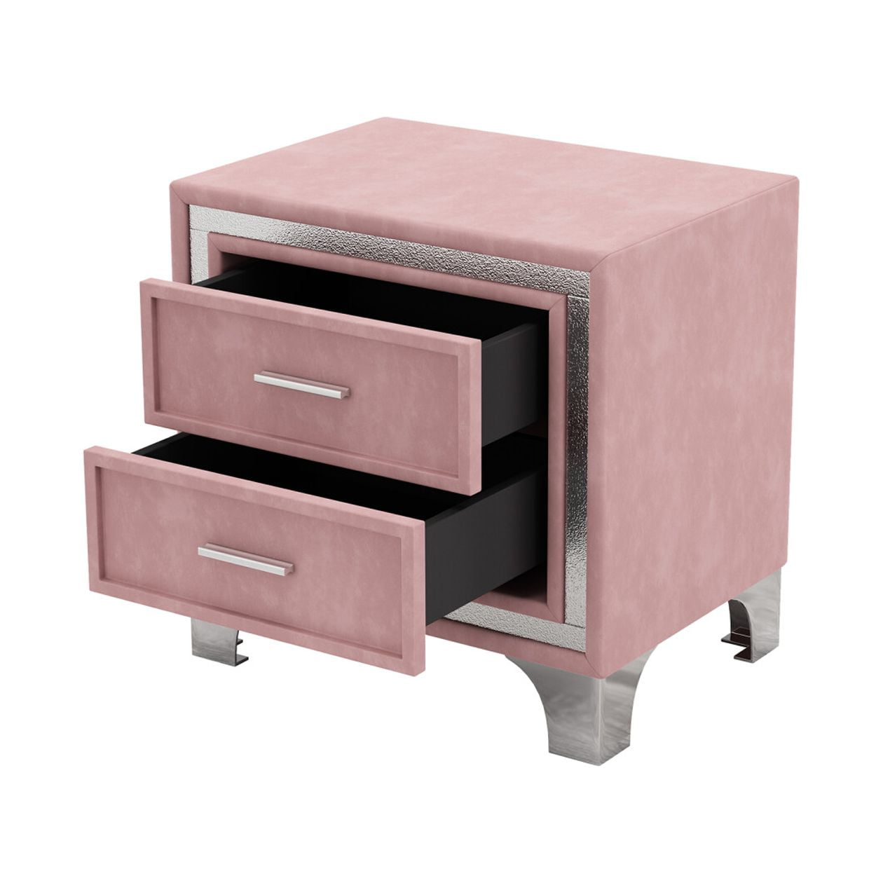2-Drawer Storage Nightstand with Metal Legs and Handles, Fully ...