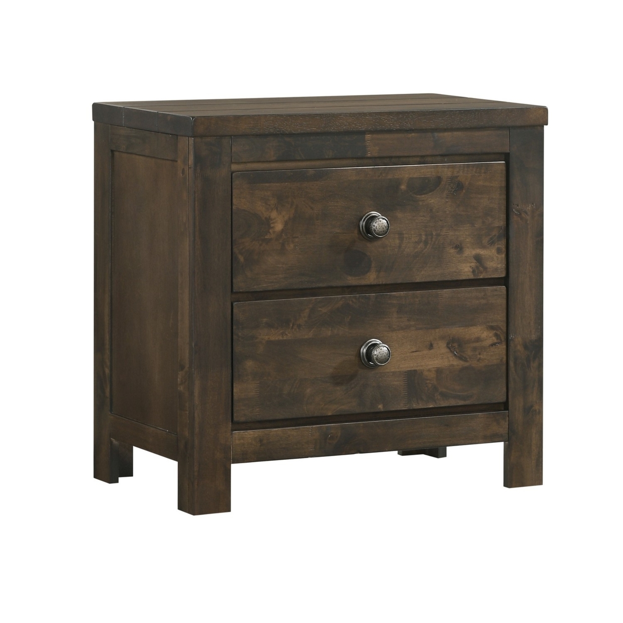 2 Drawer Transitional Style Nightstand with Texture Details, Brown ...