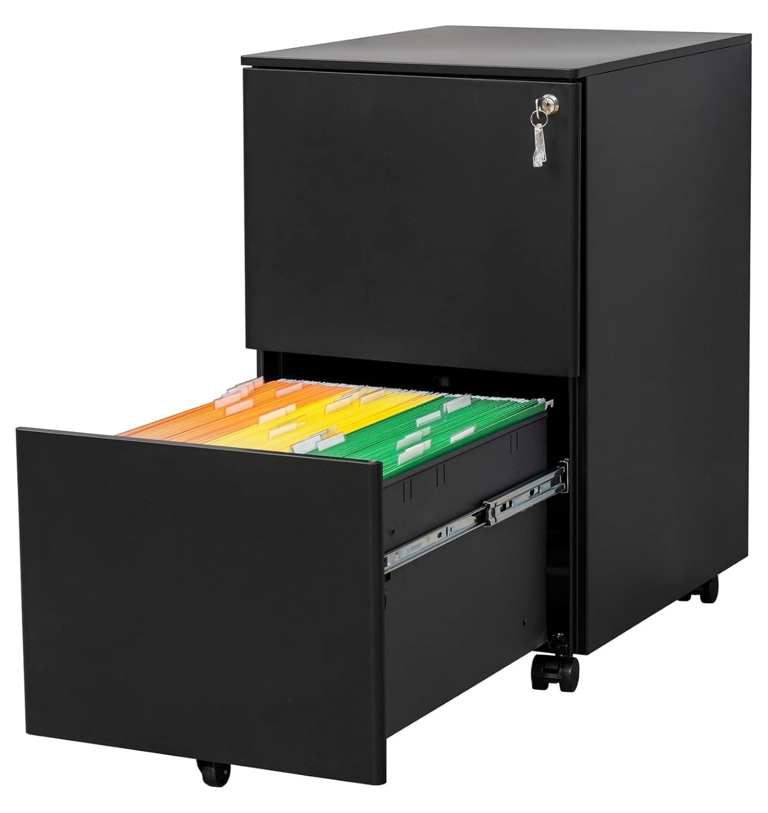 2 Drawer Vertical File Cabinet with Lock, Under Desk Metal Mobile ...