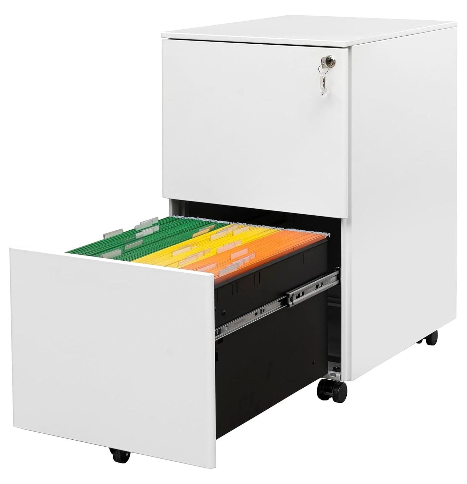 2 Drawer Vertical File Cabinet with Lock, Under Desk Metal Mobile ...