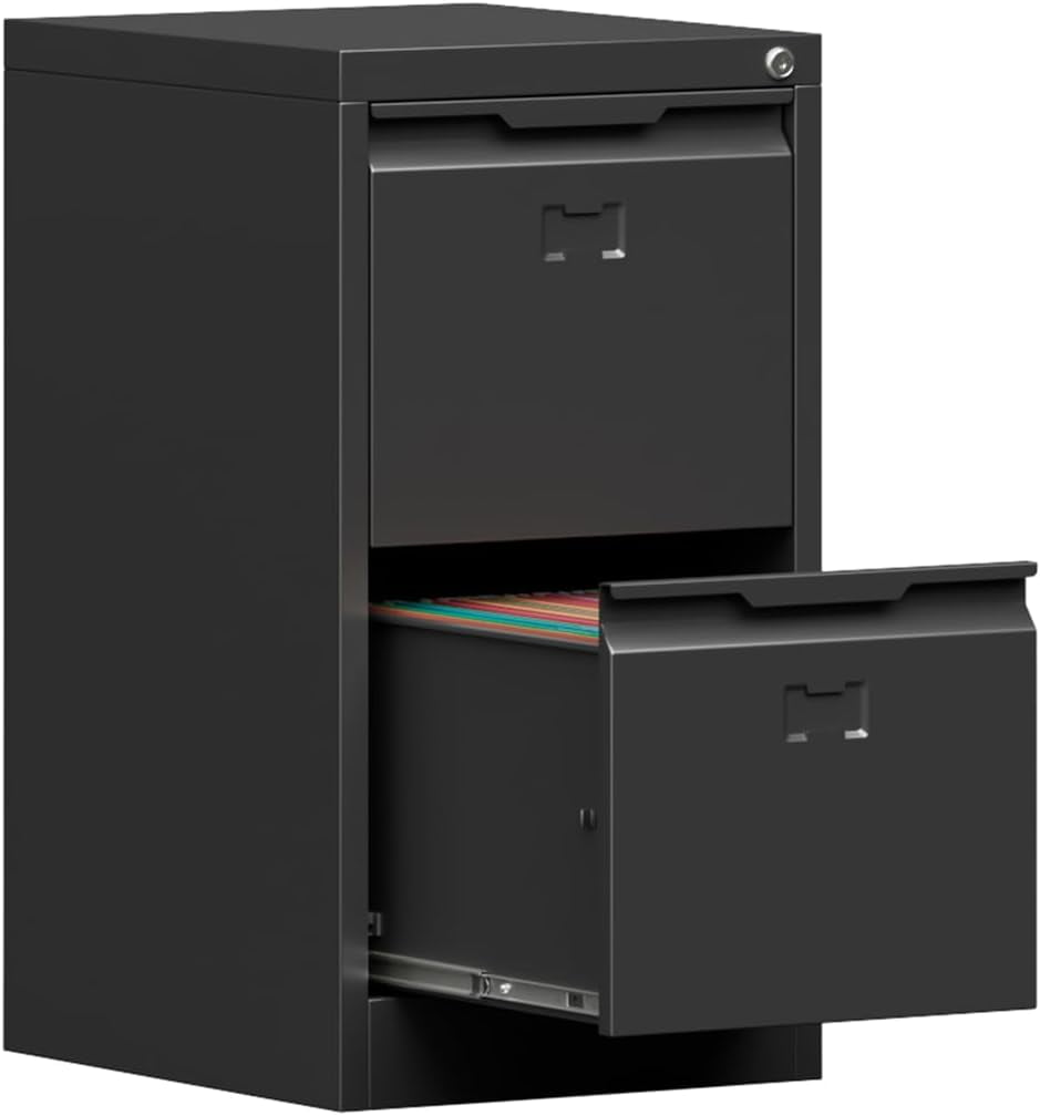 2 Drawer Vertical File Cabinet with Lock, Metal Filing Cabinet for Home ...