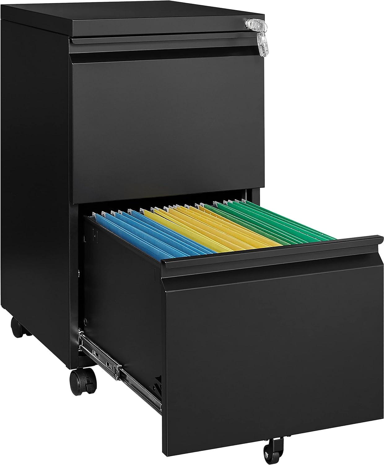 2 Drawer Vertical File Cabinet - Mobile Filling Cabinet with Lock for ...