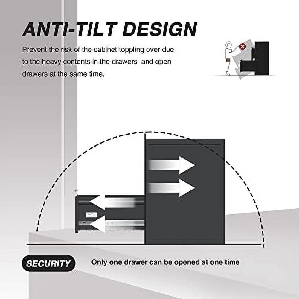 2 Drawer Vertical File Cabinet with Lock,Metal File Cabinet Under Desk ...