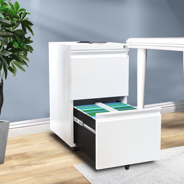 Ktaxon 2-Drawer Rolling Wood File Cabinet with Lock, Portable Vertical ...